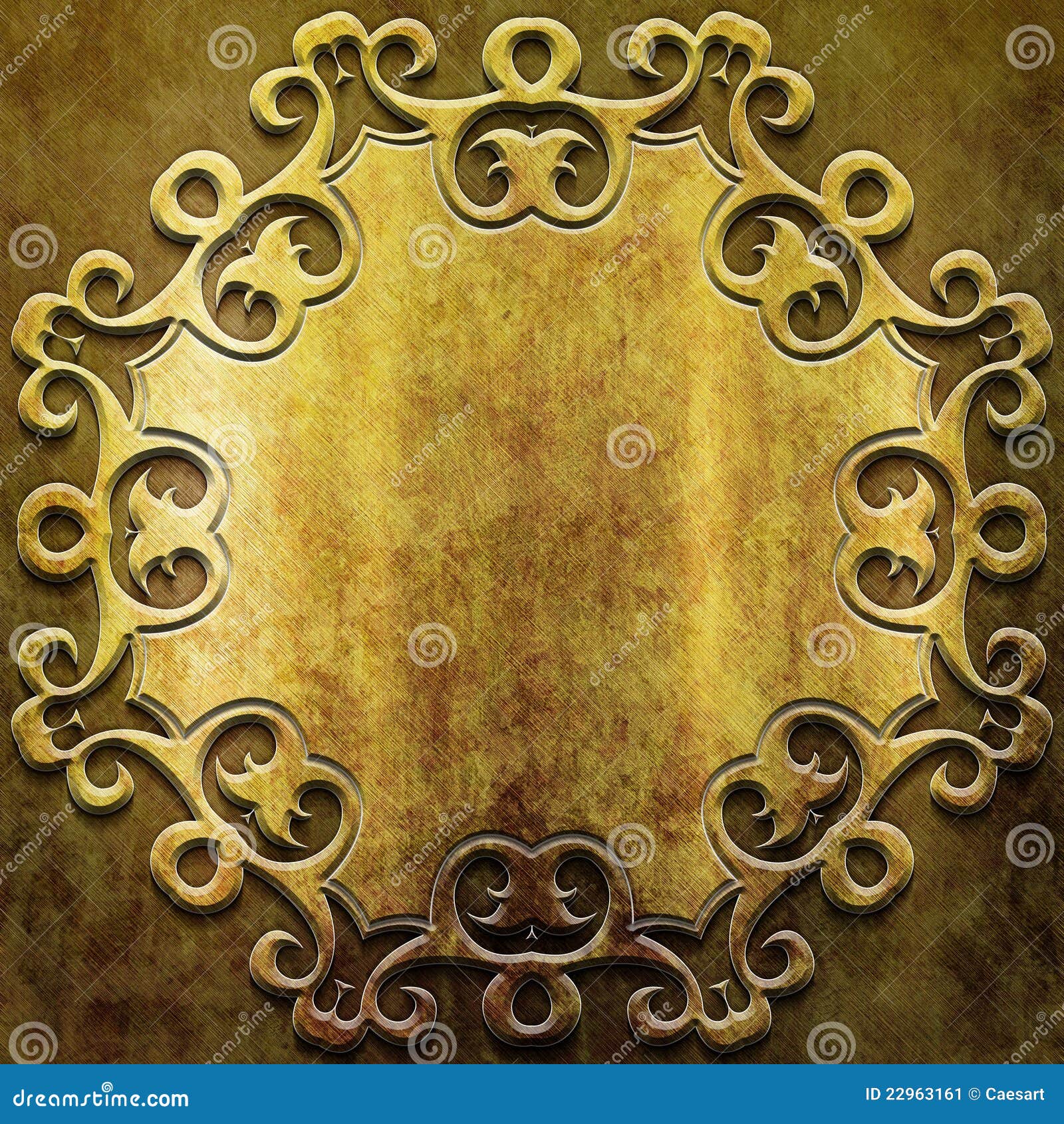 Gold Metal Plate with Classic Ornament Stock Illustration ...