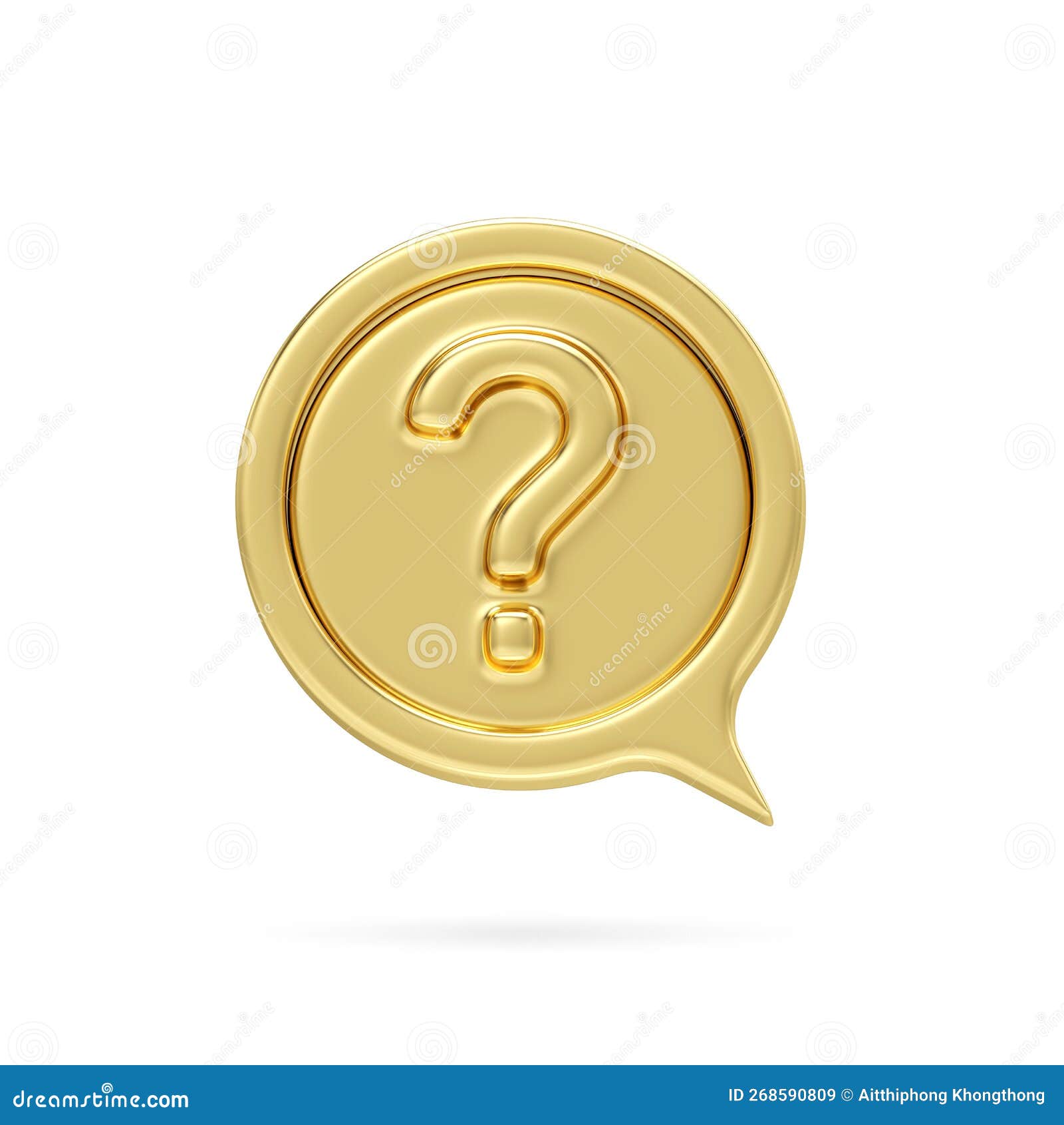Gold Metal Question Mark Icon 3d Question Mark Symbol Isolate On White