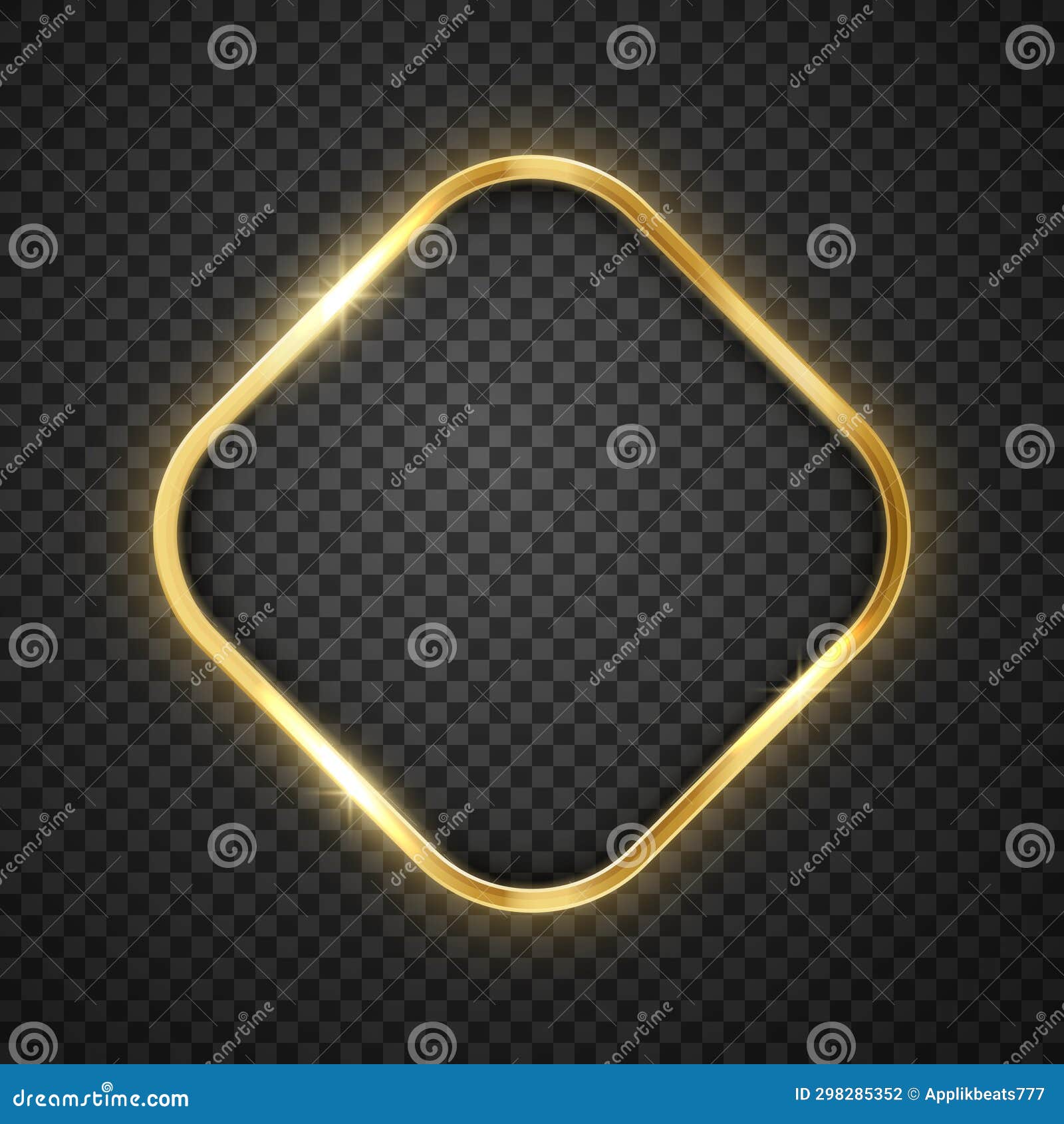 Gold Metal Rectangular Glossy Frame with Shadow. Realistic Vector ...