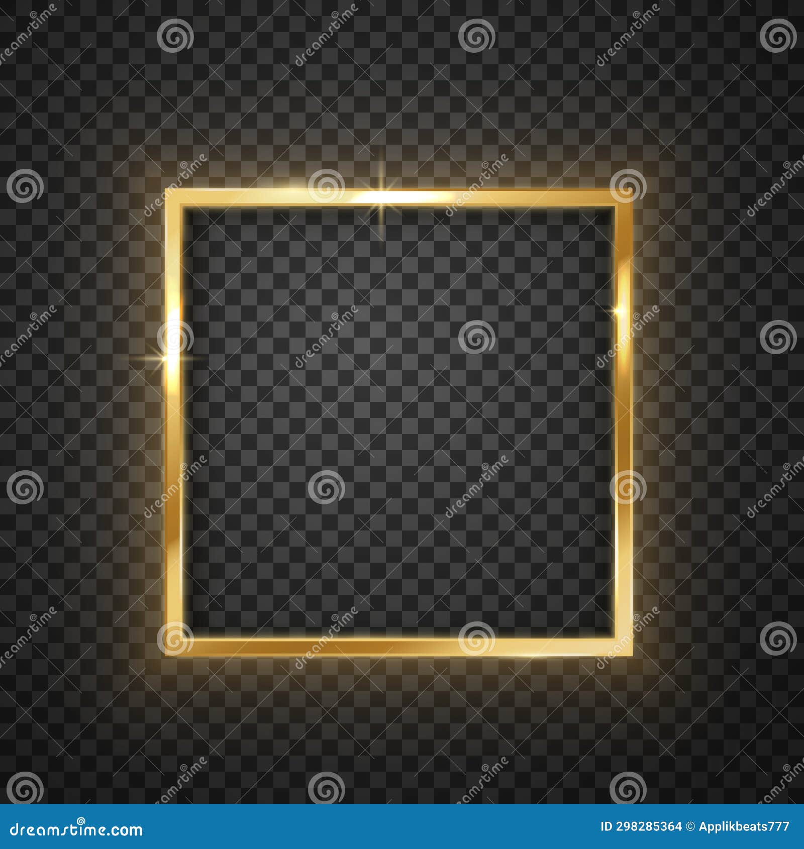 Gold Metal Square Glossy Frame with Shadow. Realistic Vector Modern ...