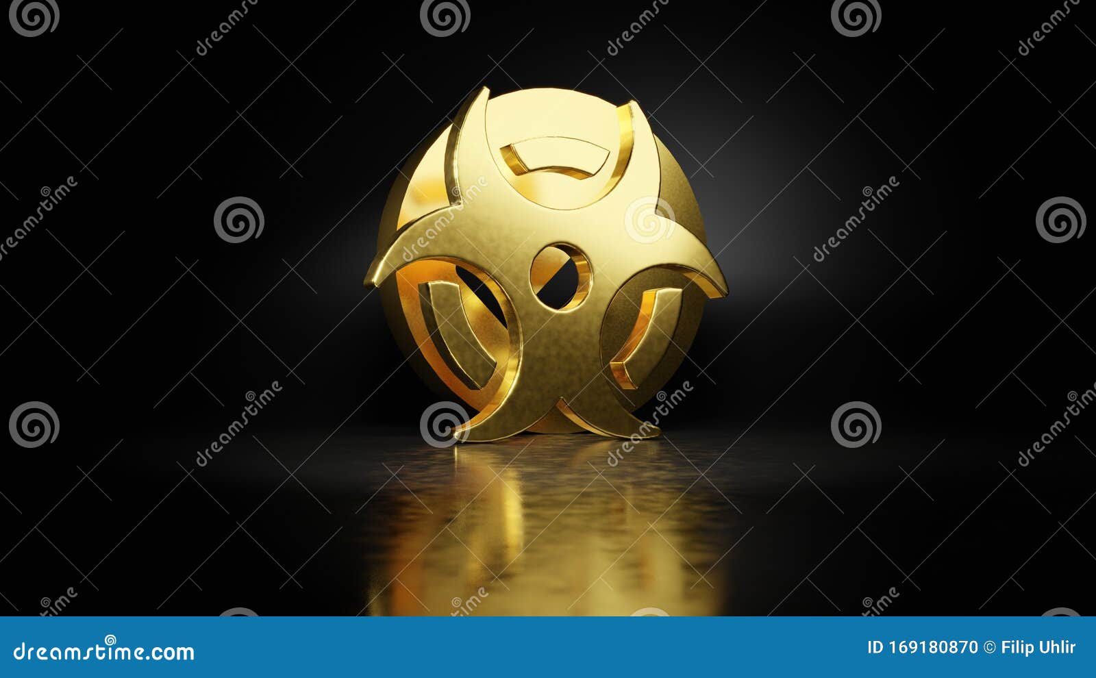 Gold Metal Symbol of Check Circle 3D Rendering with Blurry Reflection ...