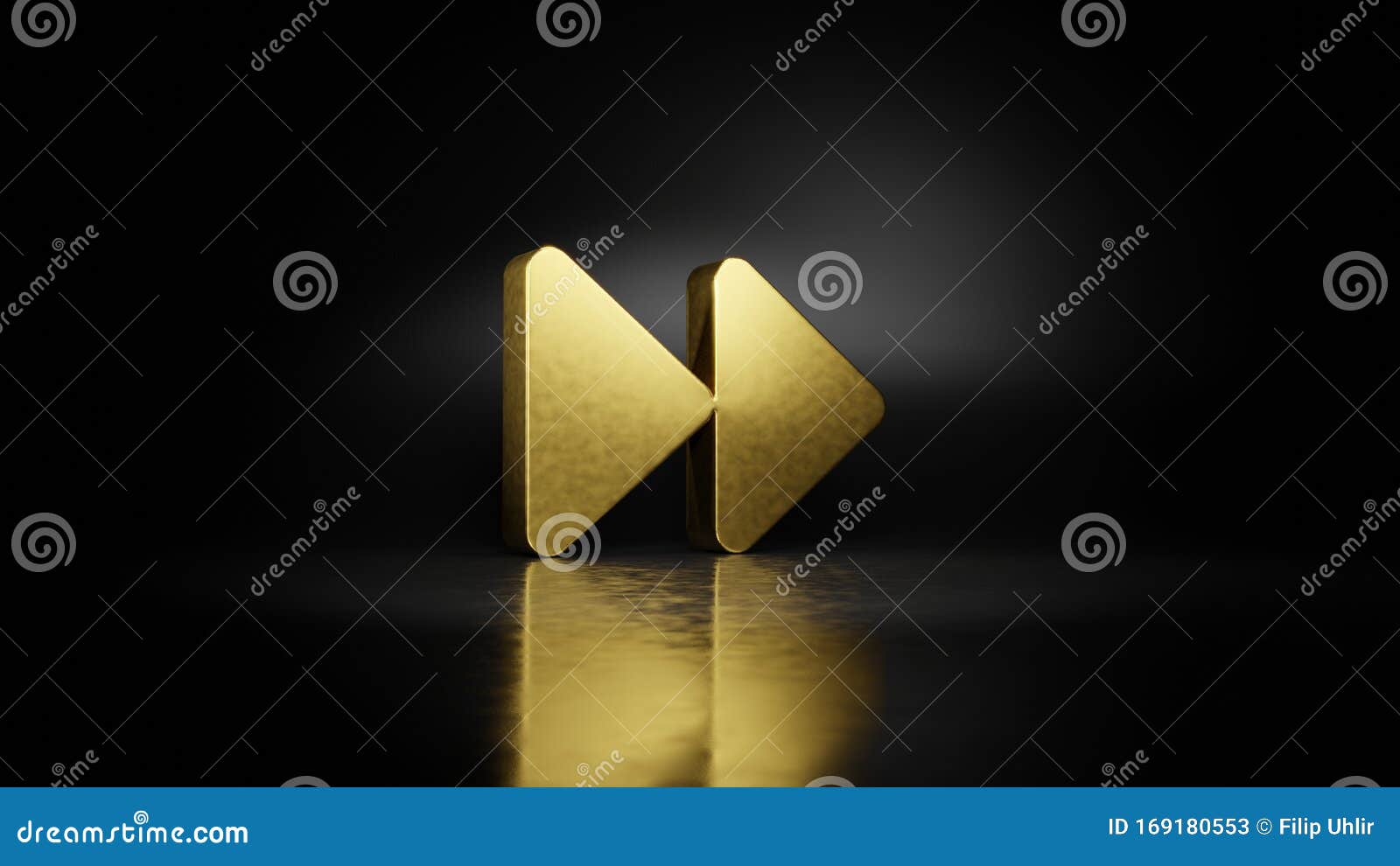 Gold Metal Symbol of Forward 3D Rendering with Blurry Reflection on ...
