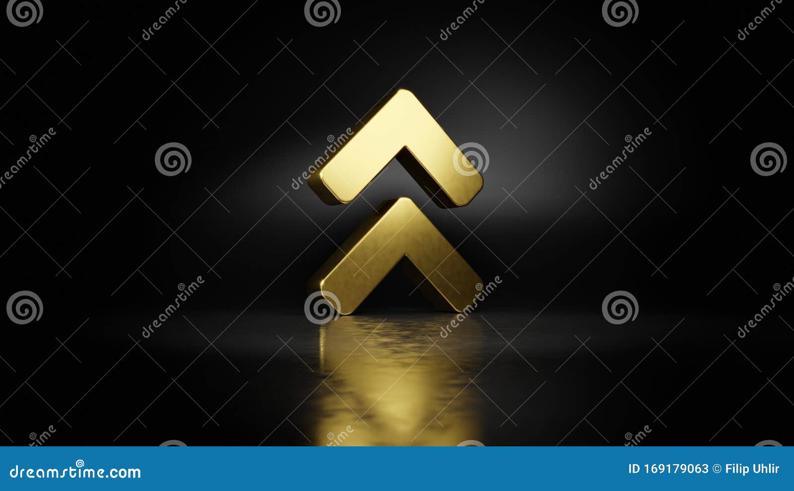 Gold Metal Symbol of Angle Double Up 3D Rendering with Blurry ...