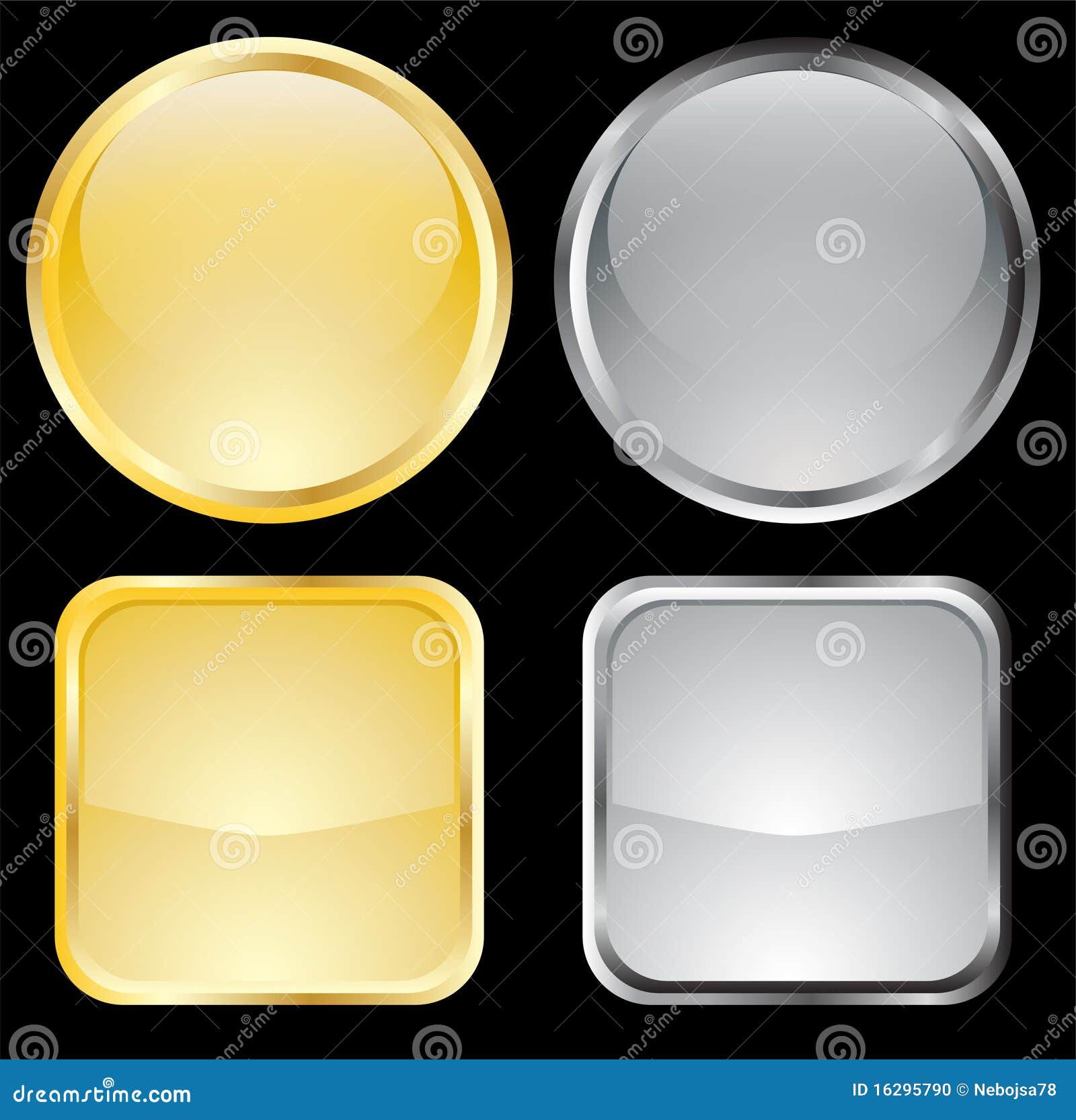Gold and metallic buttons stock vector. Illustration of gold - 16295790