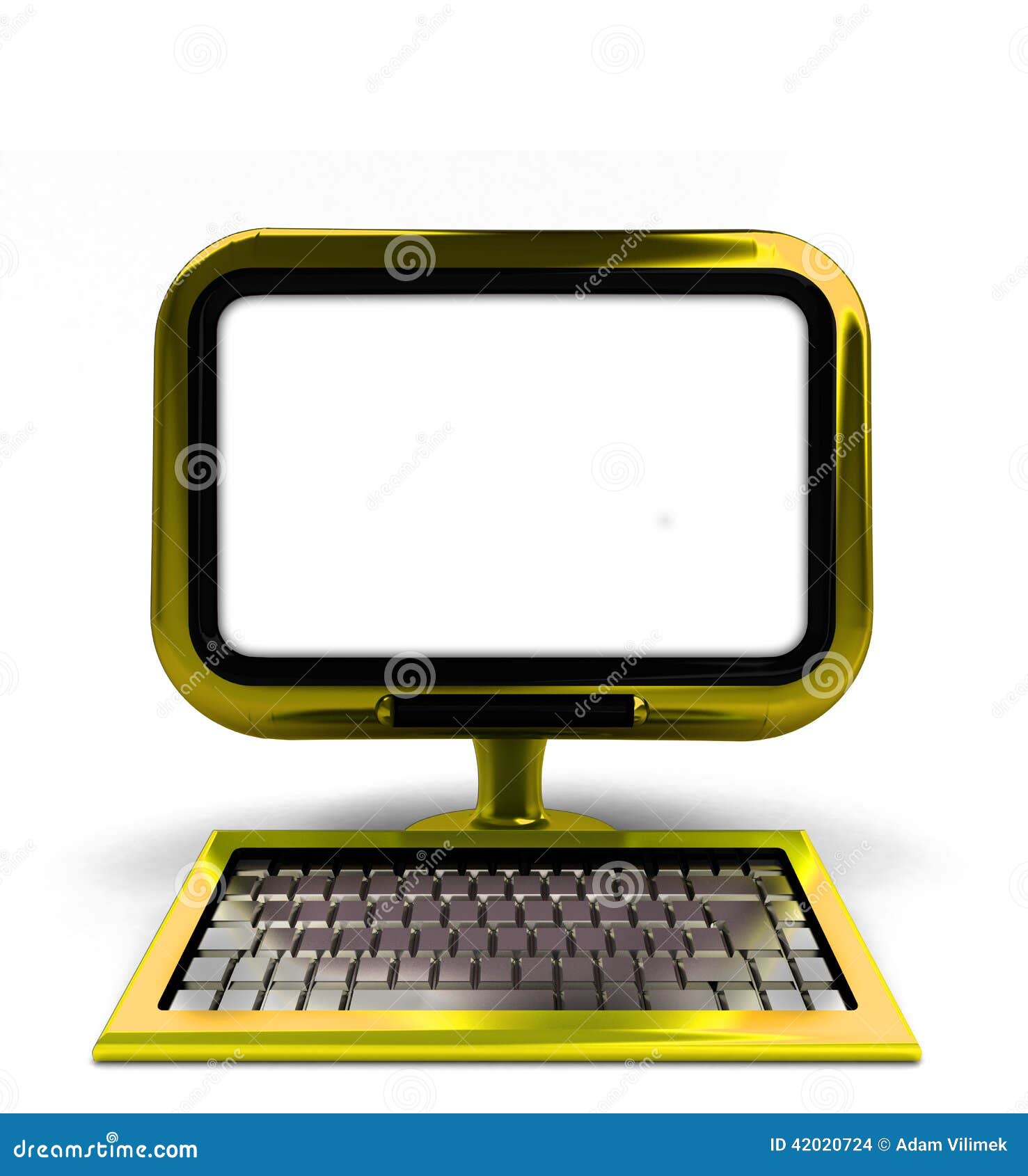 Gold Metallic Computer Screen Isolated on White Background Stock ...