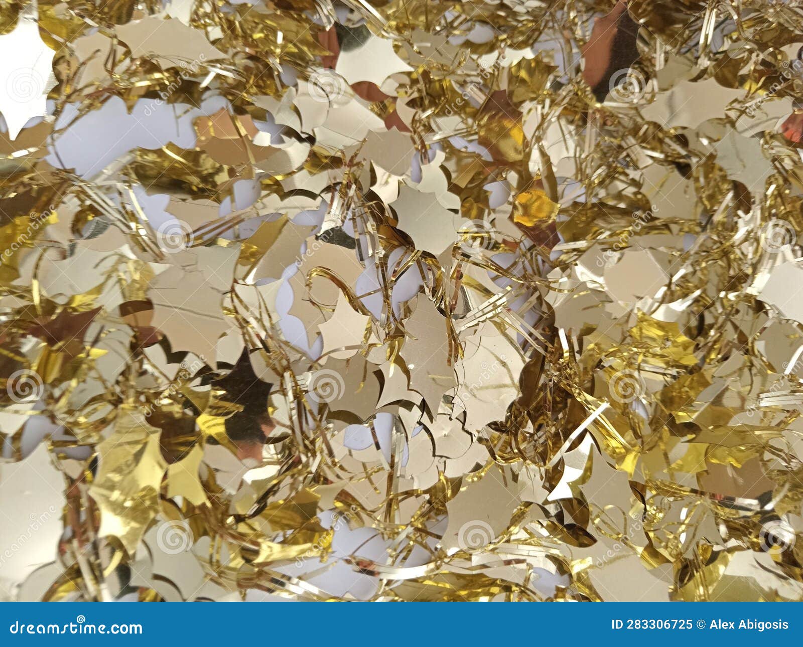 Gold Metallic Confetti Scattered on a White Background Stock ...