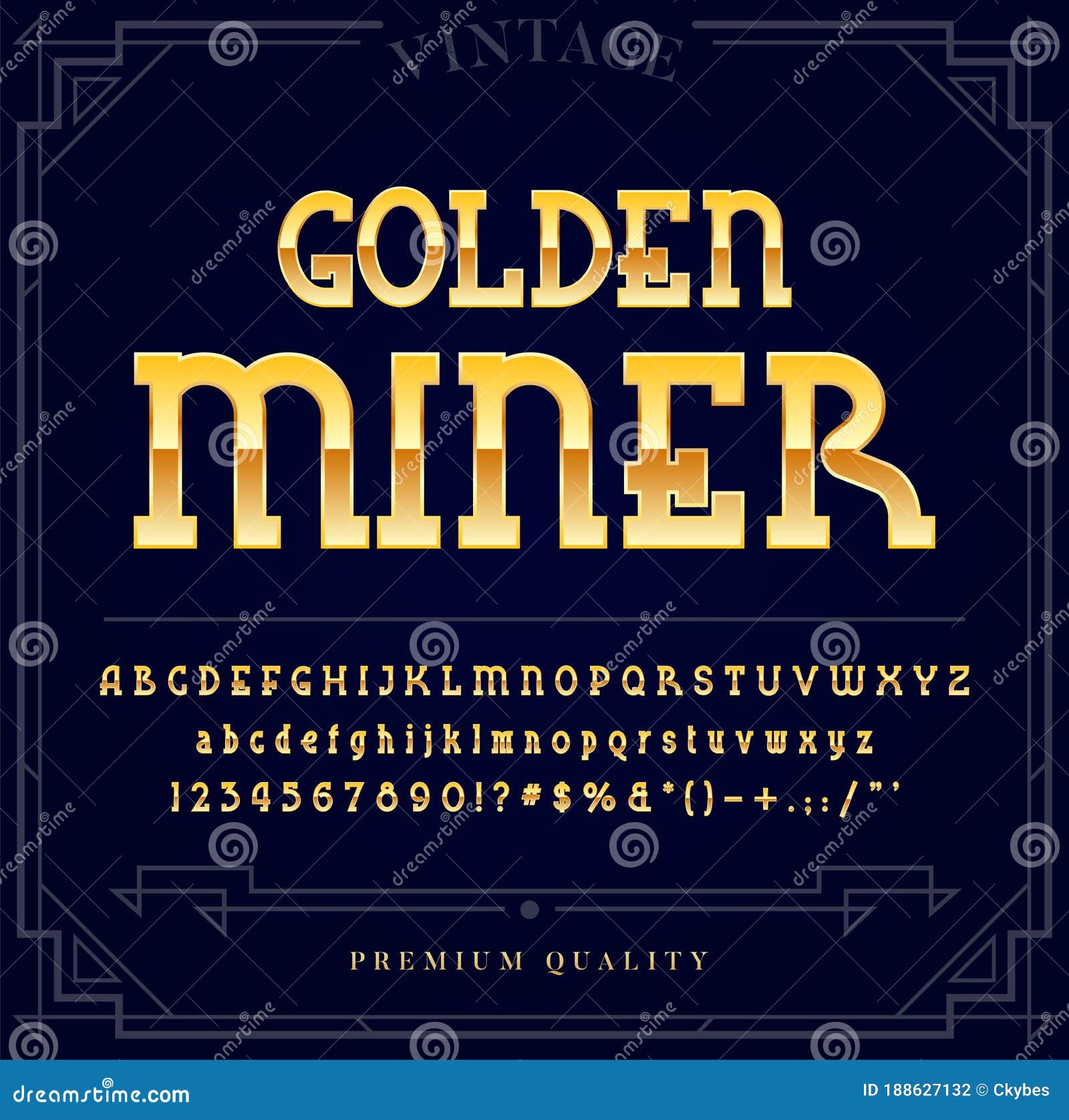 Gold Metallic Font Set. Letters, Numbers and Special Characters Stock ...