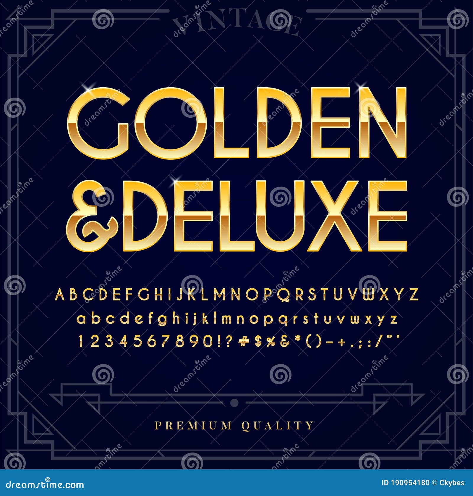 Gold Metallic Font Set. Letters, Numbers and Special Characters Stock ...