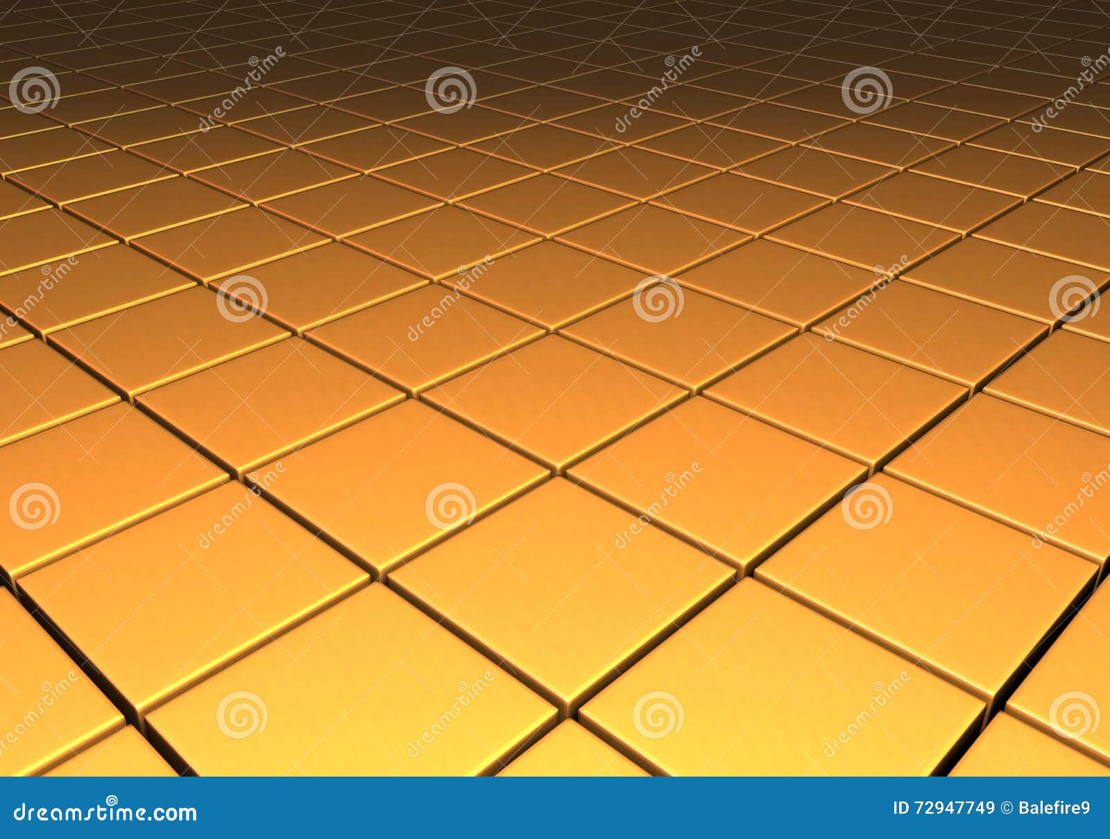Gold Metallic Reflective Cubes in a Grid Pattern Stock Illustration ...