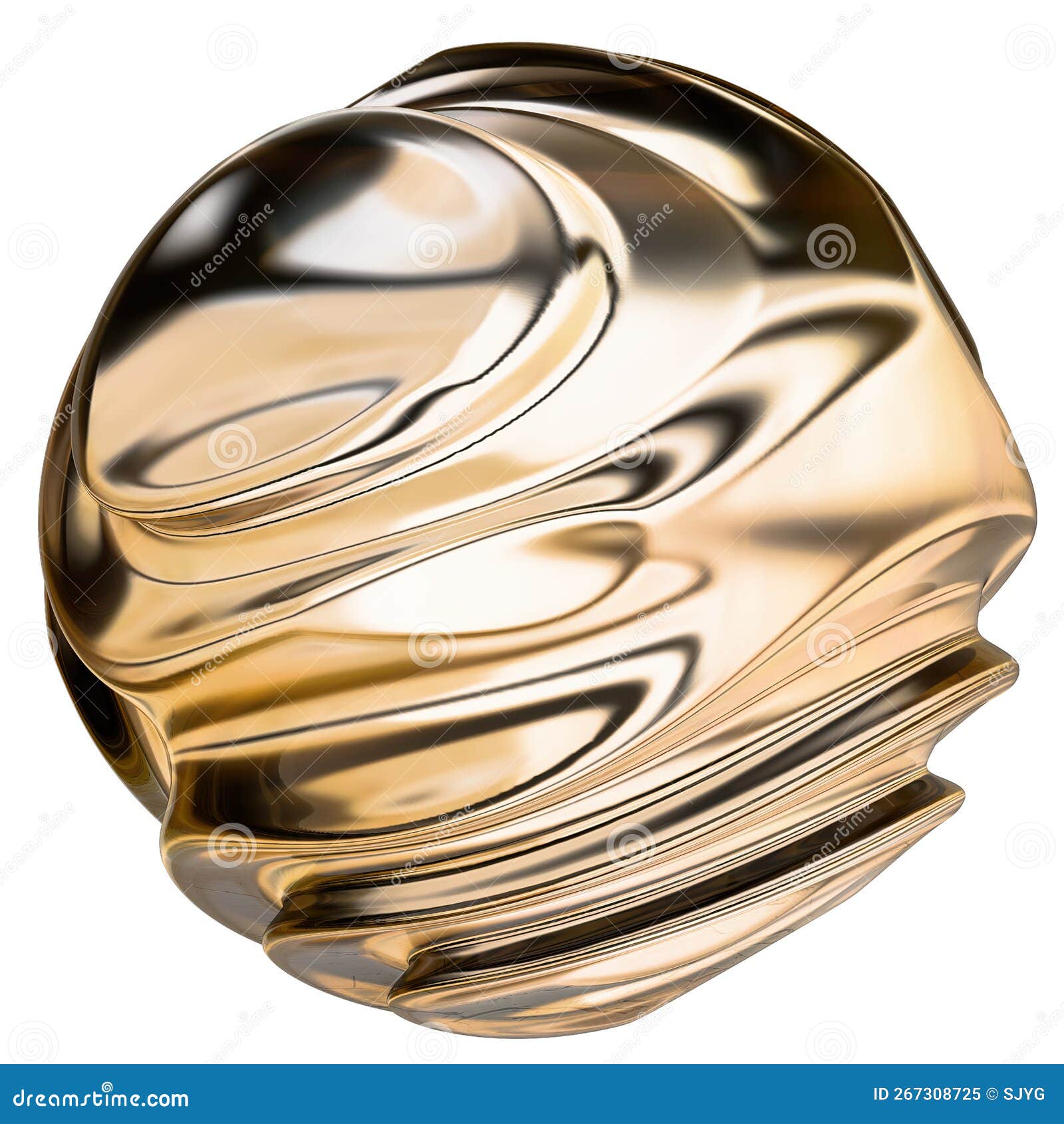 Gold Metallic Sphere Geometry with Organic Wave Pattern Abstract ...