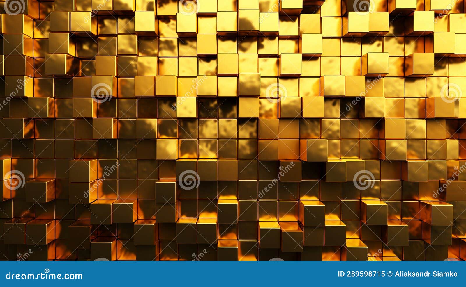 Gold Metallic Square Blocks Background Throwing Glares Stock Image ...