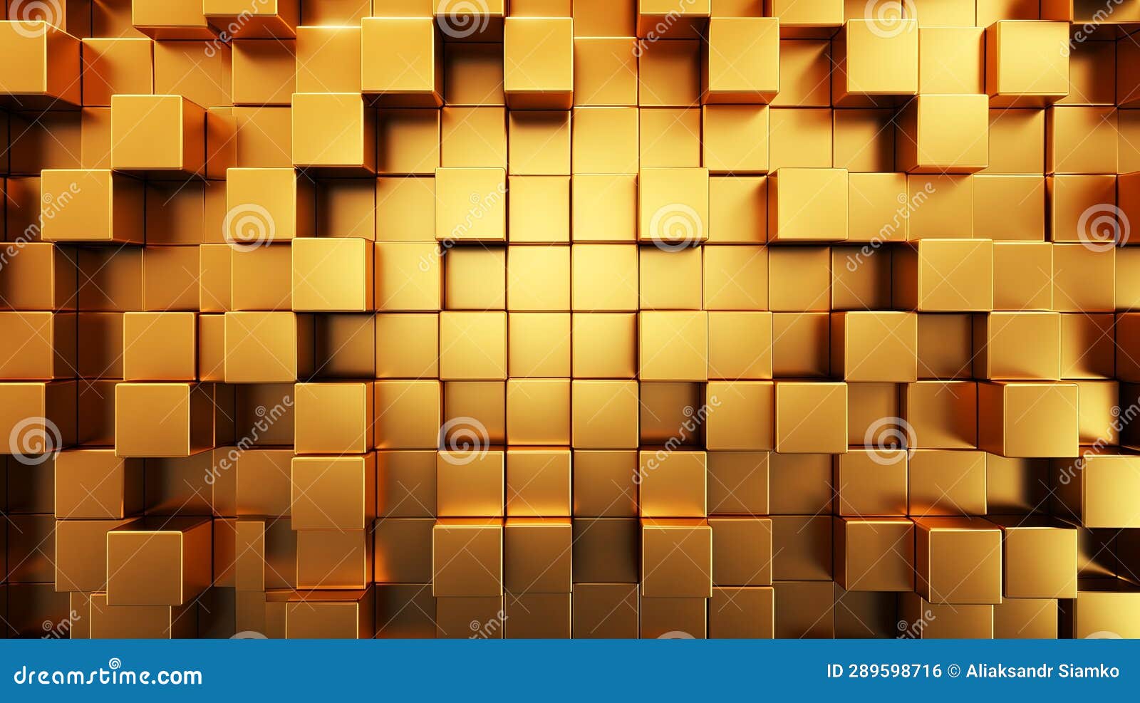 Gold Metallic Square Blocks Background Throwing Glares Stock Photo ...
