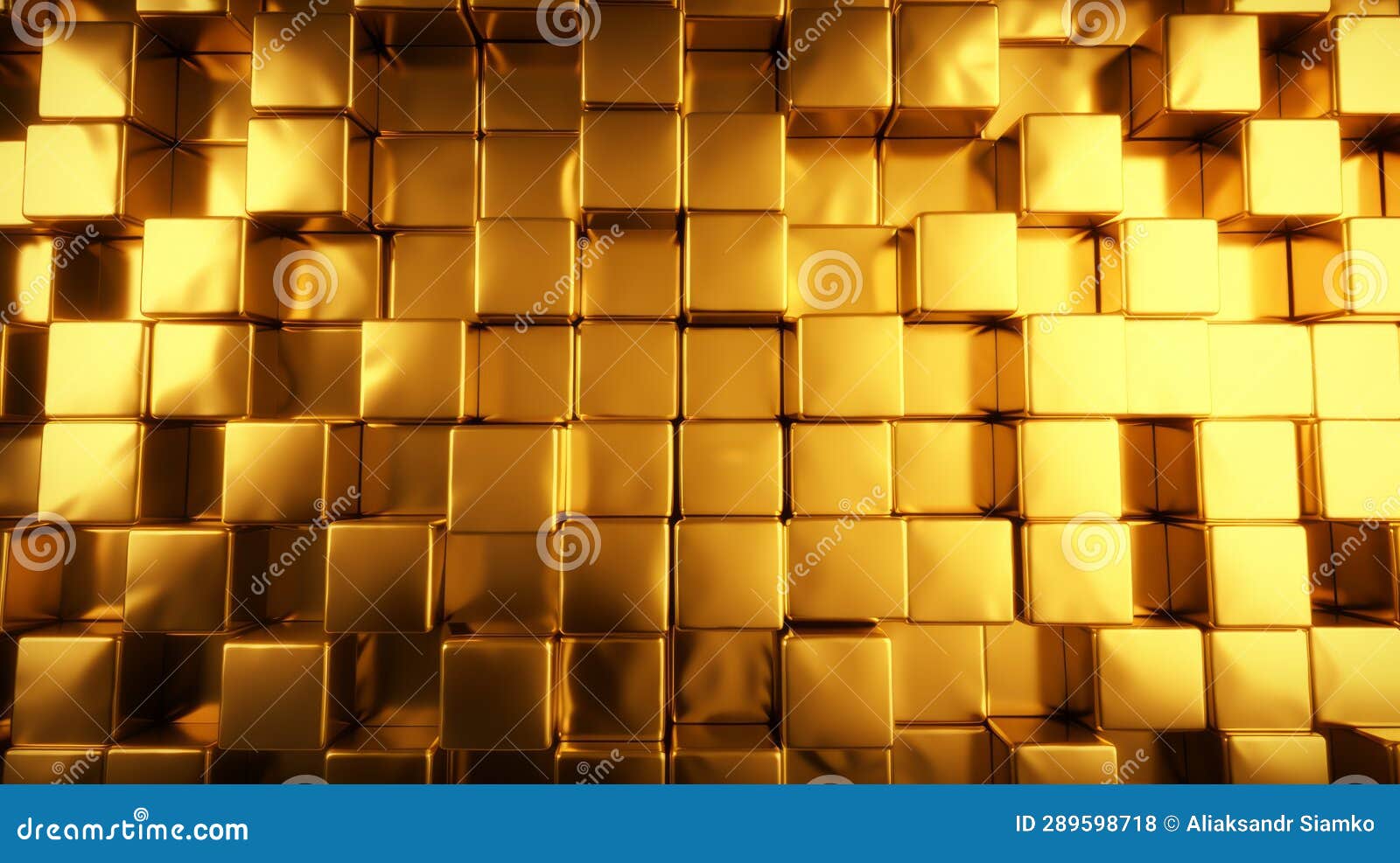 Gold Metallic Square Blocks Background Throwing Glares Stock Photo ...