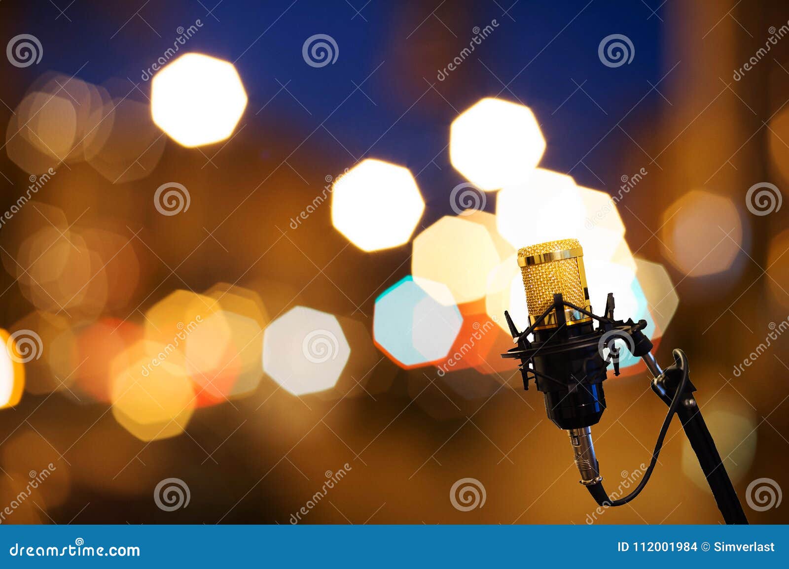 Gold Mic on Bokeh Background Stock Photo - Image of audio, concert ...