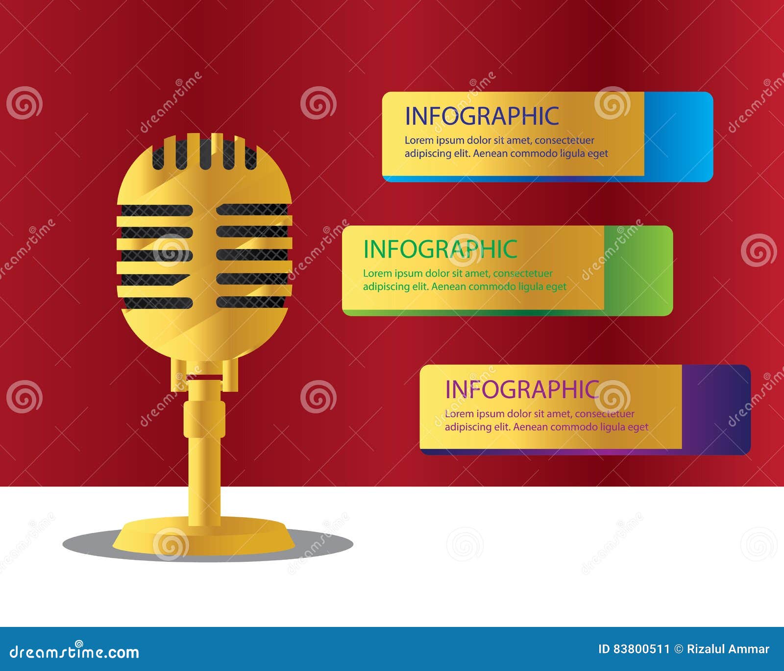 Gold mic infographic stock vector. Illustration of broadcast - 83800511