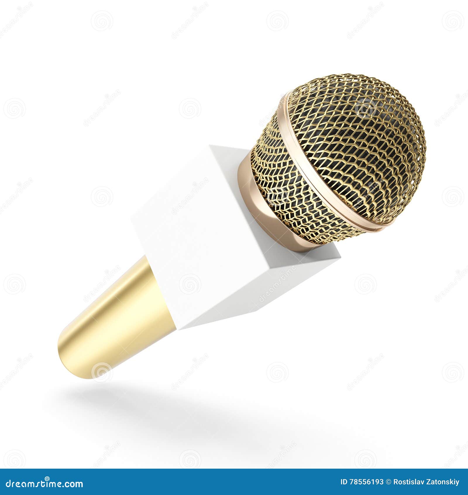 Gold Microphone Isolated on White. Karaoke or News Concept with Space ...