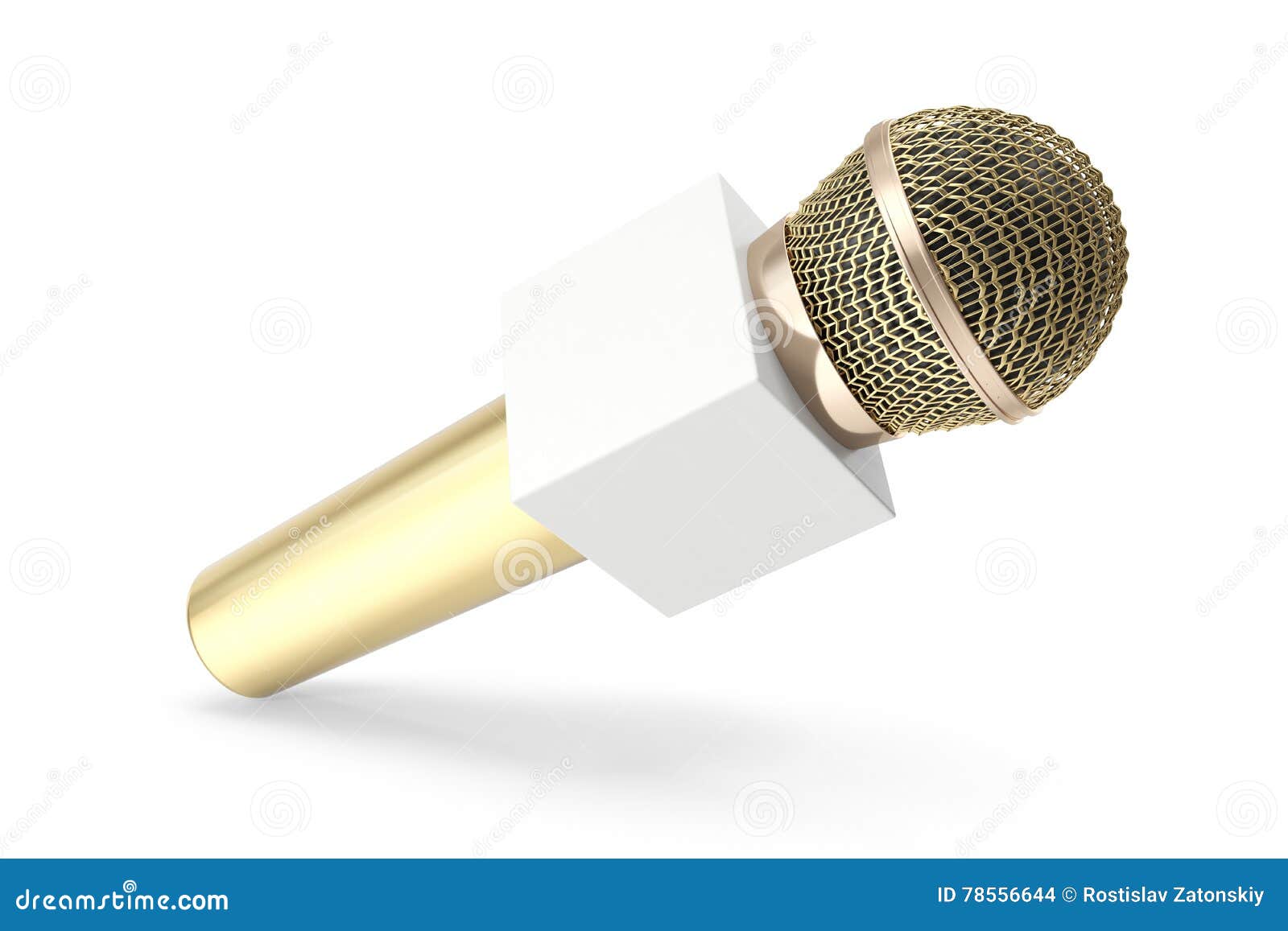 Gold Microphone Isolated on White. Karaoke or News Concept with Space ...