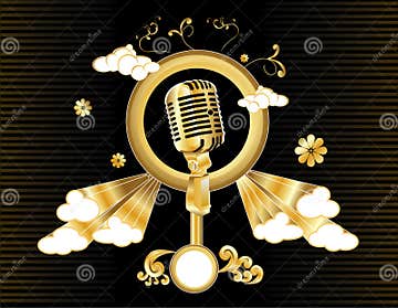 Gold microphone vector stock vector. Illustration of clouds - 4862733