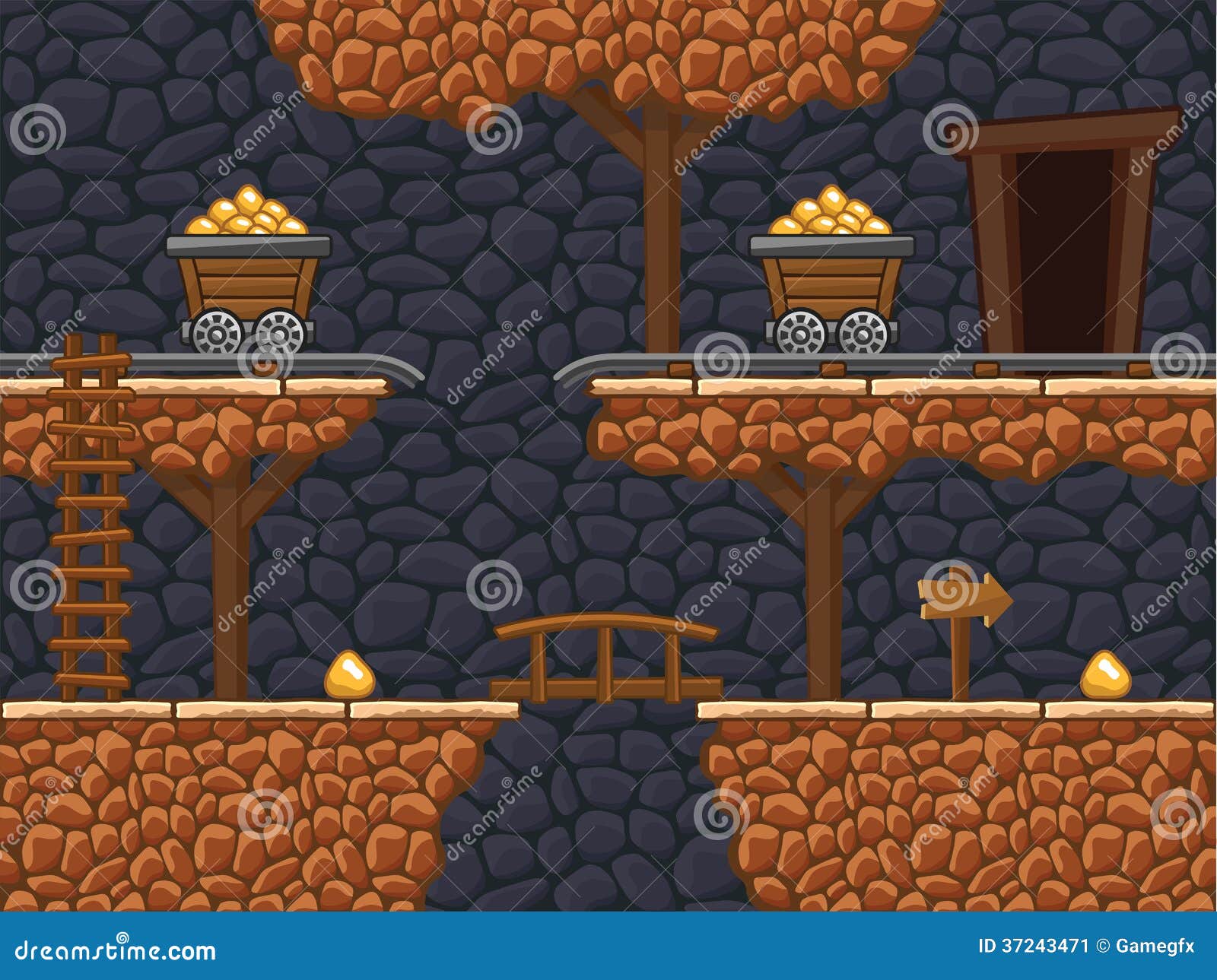 Gold Mine Game Background Cartoon Vector | CartoonDealer.com #40973767