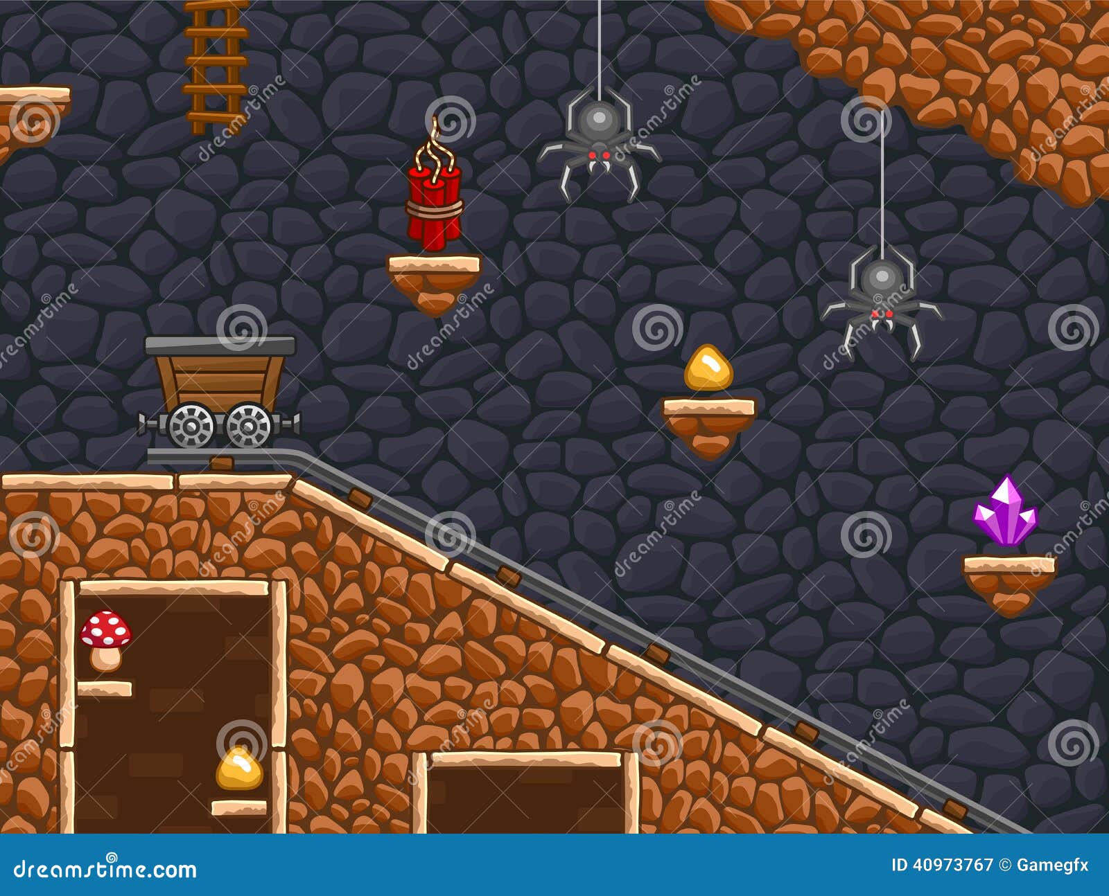 Gold Mine Game Background Cartoon Vector | CartoonDealer.com #40973767