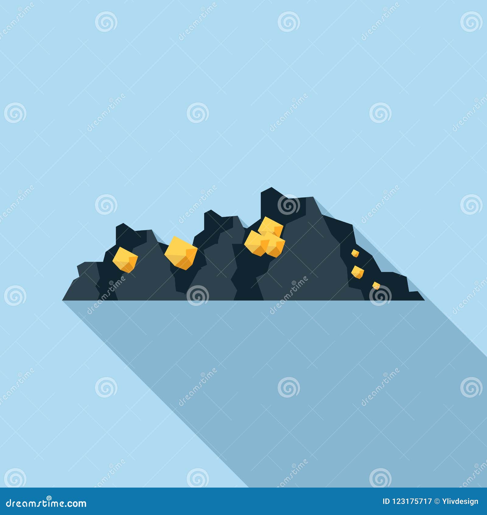 Gold Mine Icon in Flat Style Stock Illustration - Illustration of ...