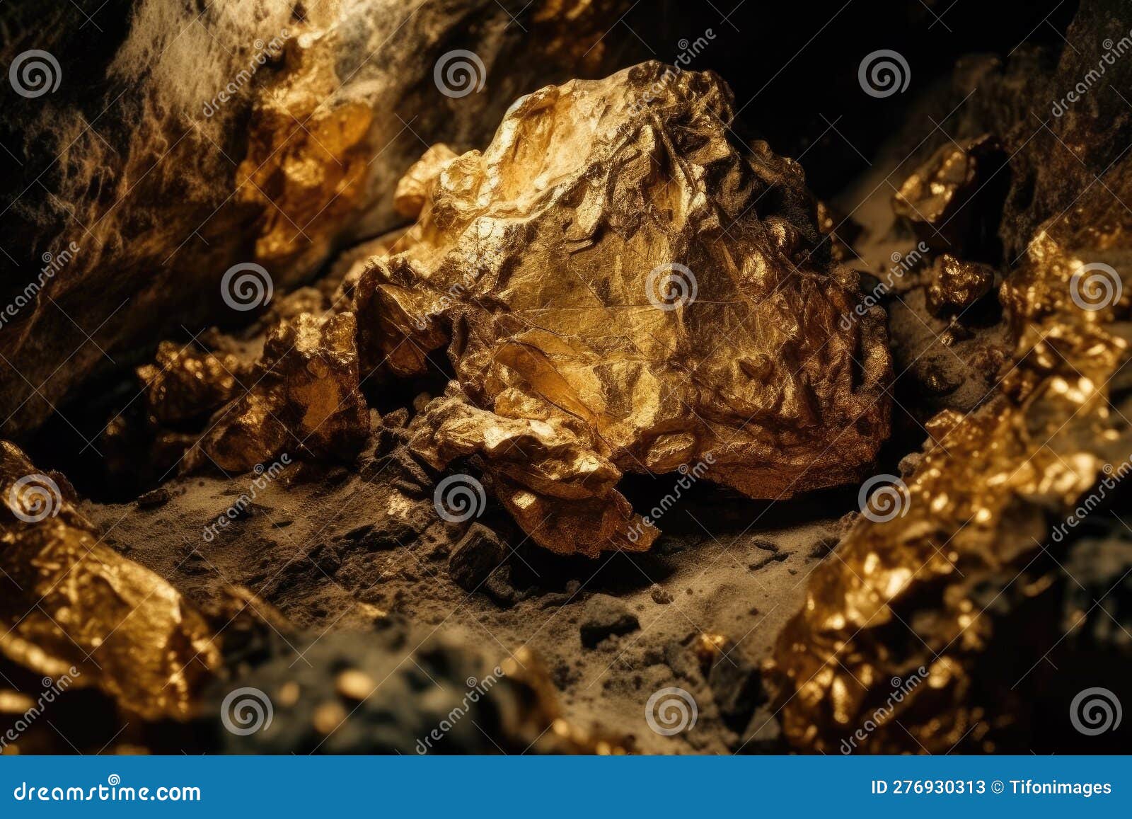 Gold in a mine stock illustration. Illustration of mining - 276930313