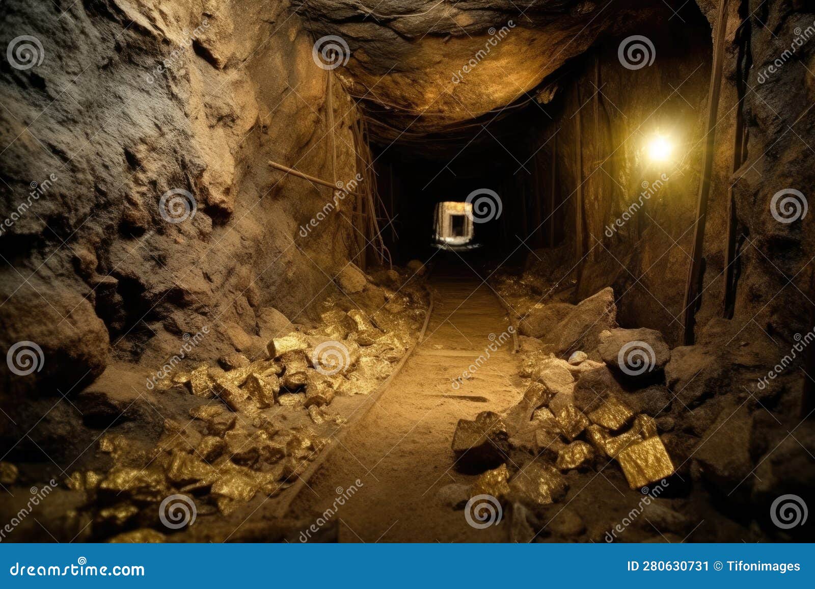 Gold in a mine stock illustration. Illustration of lode - 280630731