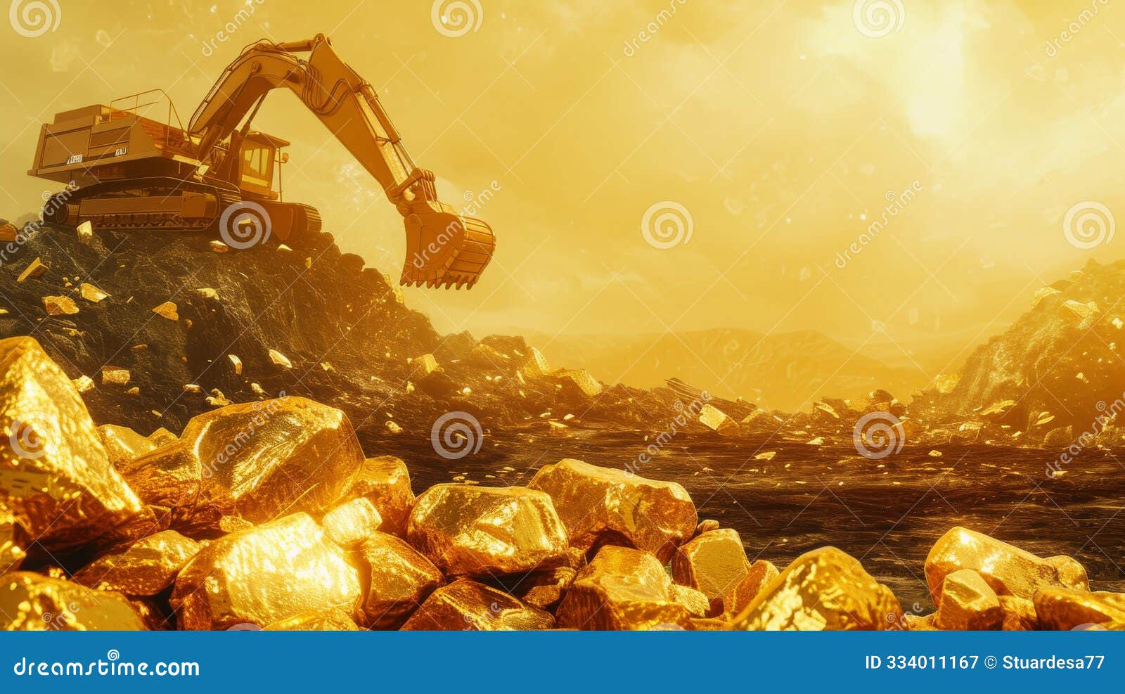 Gold Mining Operation at Sunset Stock Image - Image of machinery ...