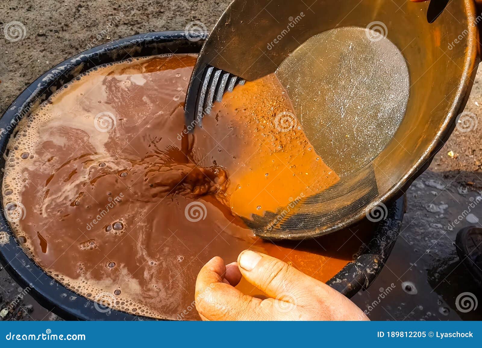 Gold Mining, Washing Rock in Search Gold Stock Image - Image of ...