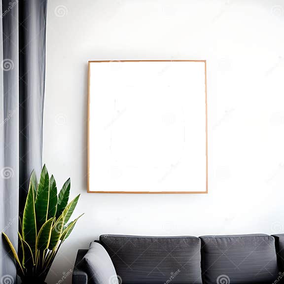 Gold Modern Frame on Apartment Wall Stock Image - Image of gold, design ...