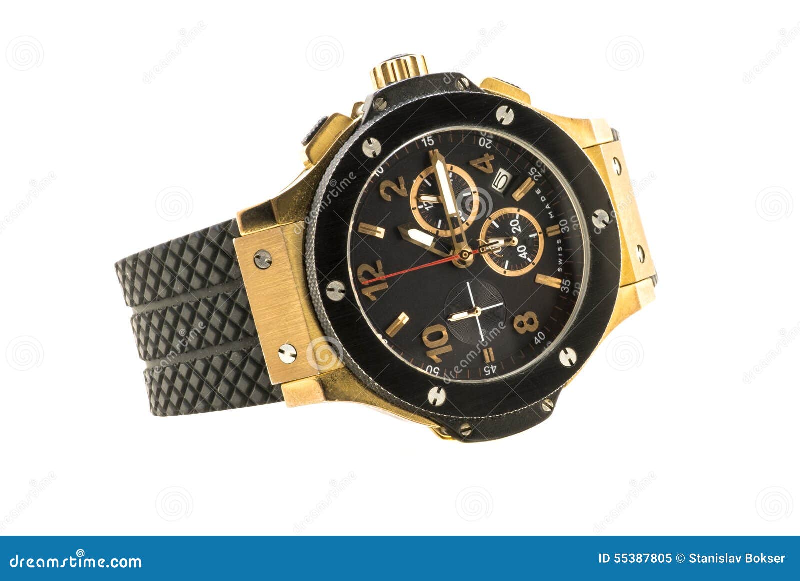 Gold modern watch isolated stock image. Image of nostalgic - 55387805