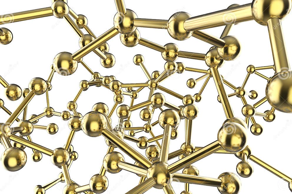 Gold molecule structure stock illustration. Illustration of connection ...