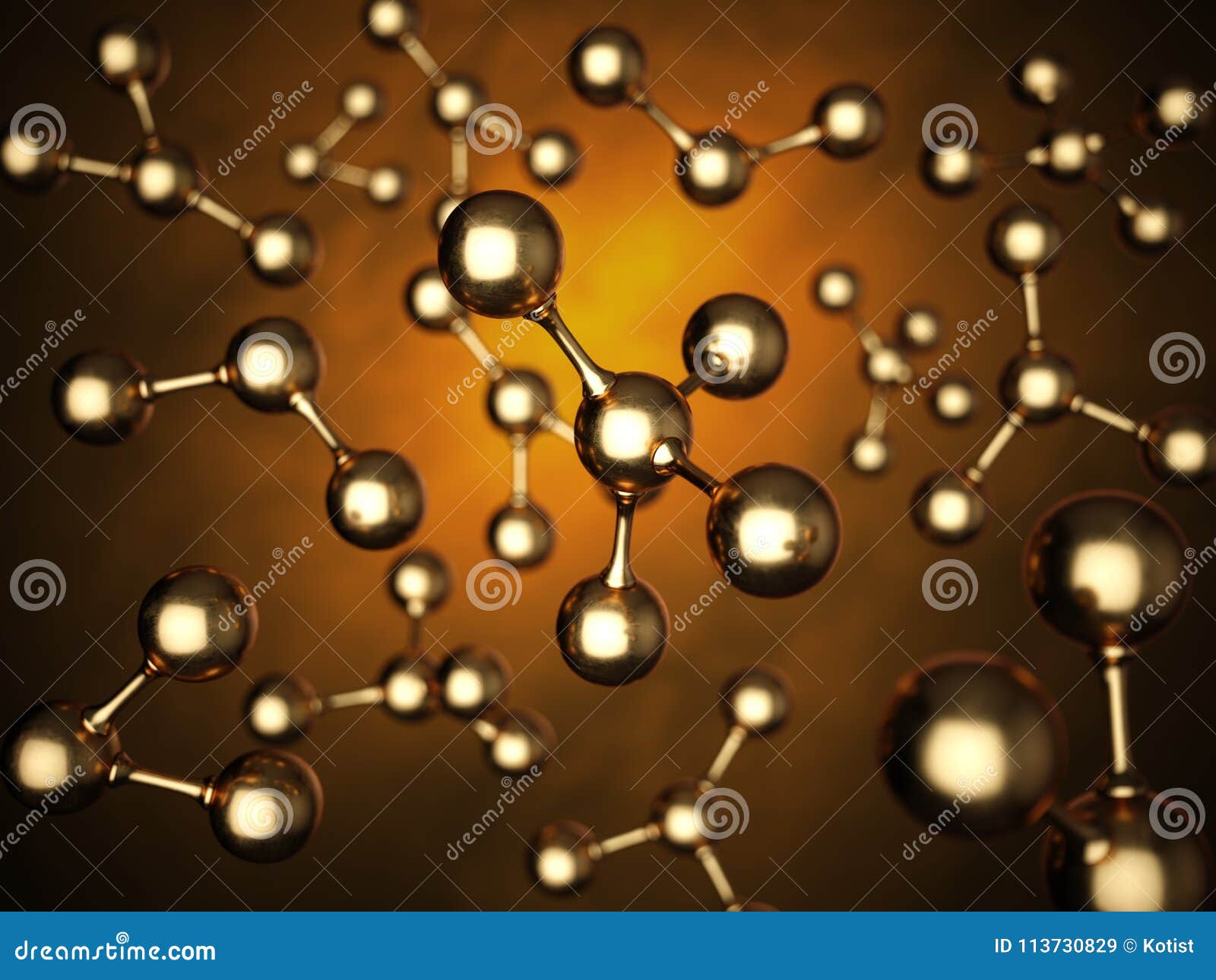 Gold Molecules Model Science Concept Stock Illustration - Illustration ...
