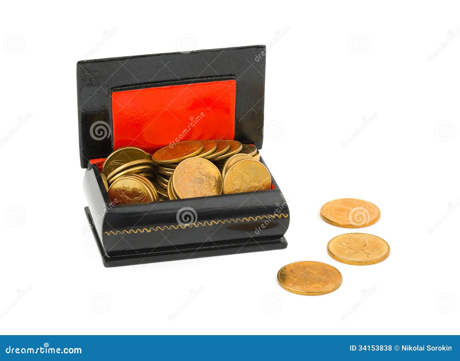Gold money in box stock photo. Image of pirate, idea - 34153838