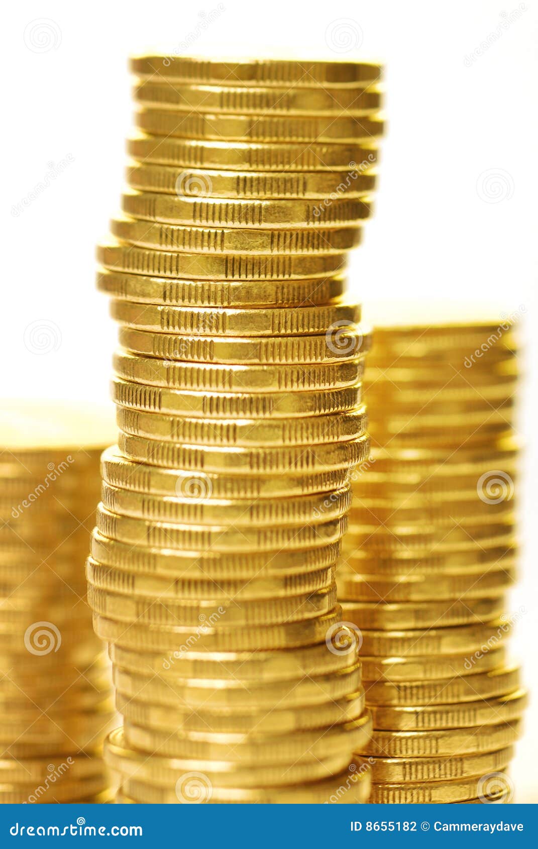 Gold Money Coin Stacks stock photo. Image of superannuation - 8655182