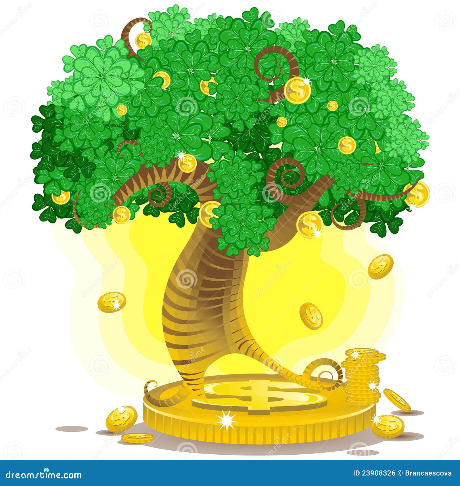 Gold money tree stock vector. Illustration of leaf, trees - 23908326