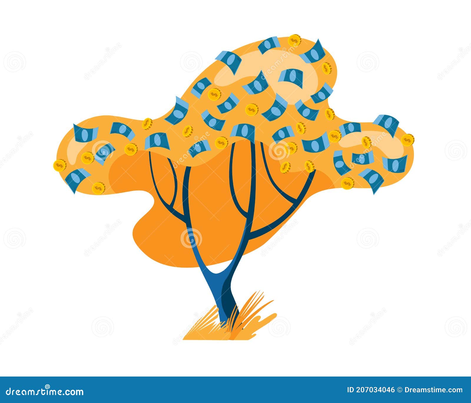 Gold Money Tree. Vector Illustration | CartoonDealer.com #207034046