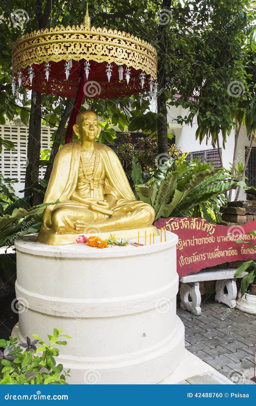Gold monk statue stock photo. Image of asia, sculpture - 42488760
