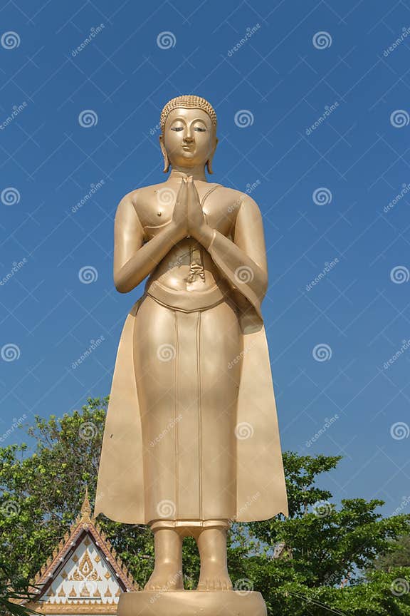 The gold monk statue stock photo. Image of faith, religious - 53645628