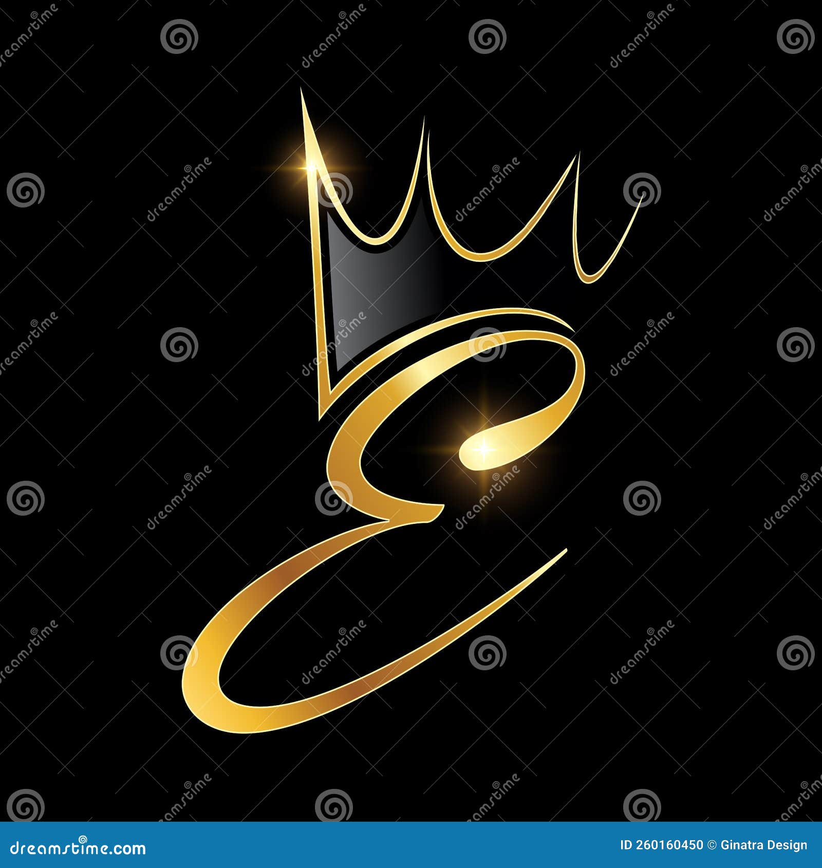 Gold Monogram Crown Logo Initial Letter E Stock Vector - Illustration ...