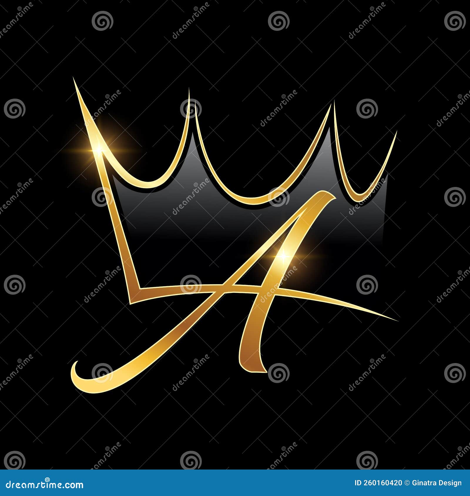 Gold Monogram Crown Logo Initial Letter a Stock Vector - Illustration ...