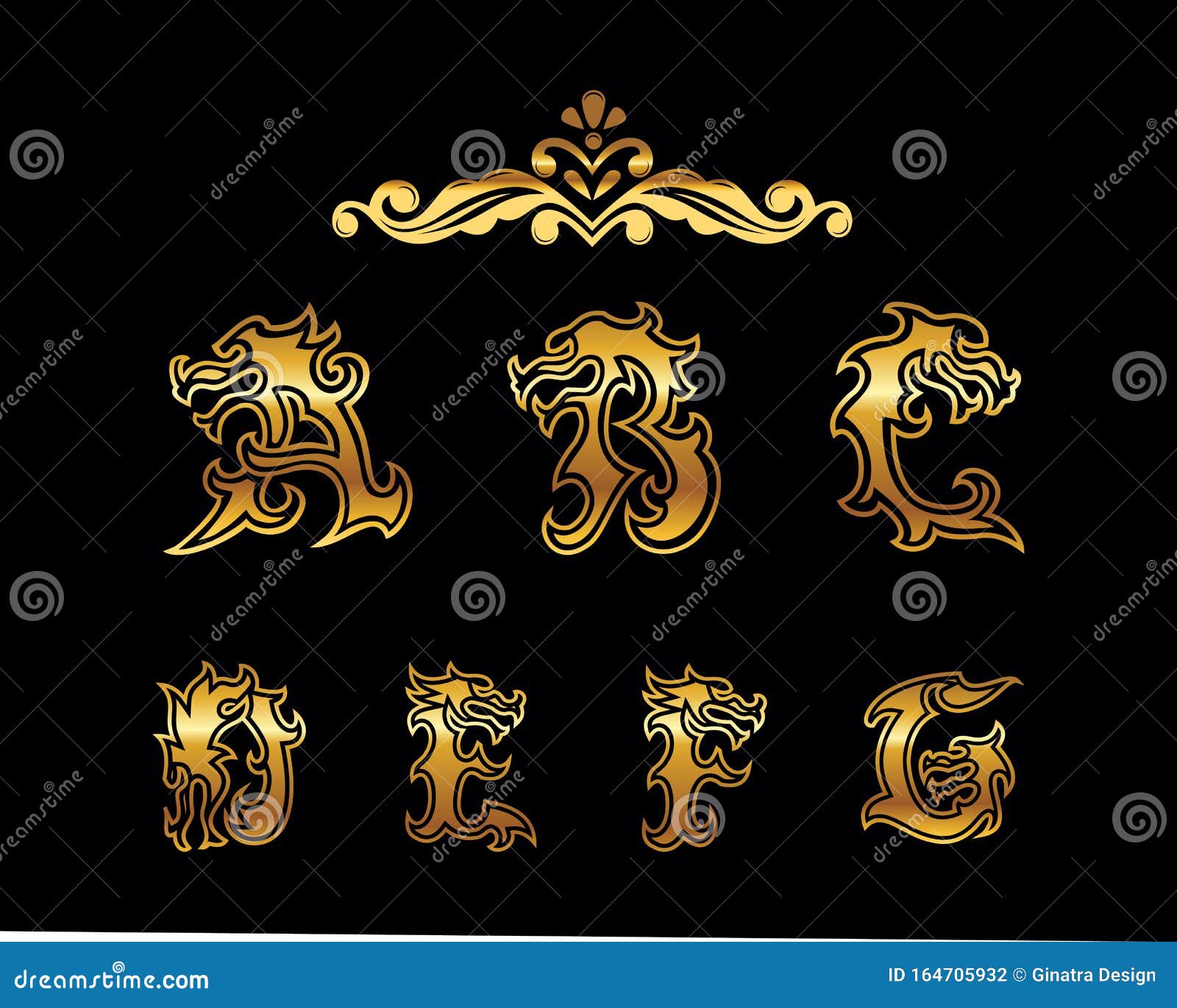Gold Monogram Dragon Letter Logo Vector Stock Illustration ...