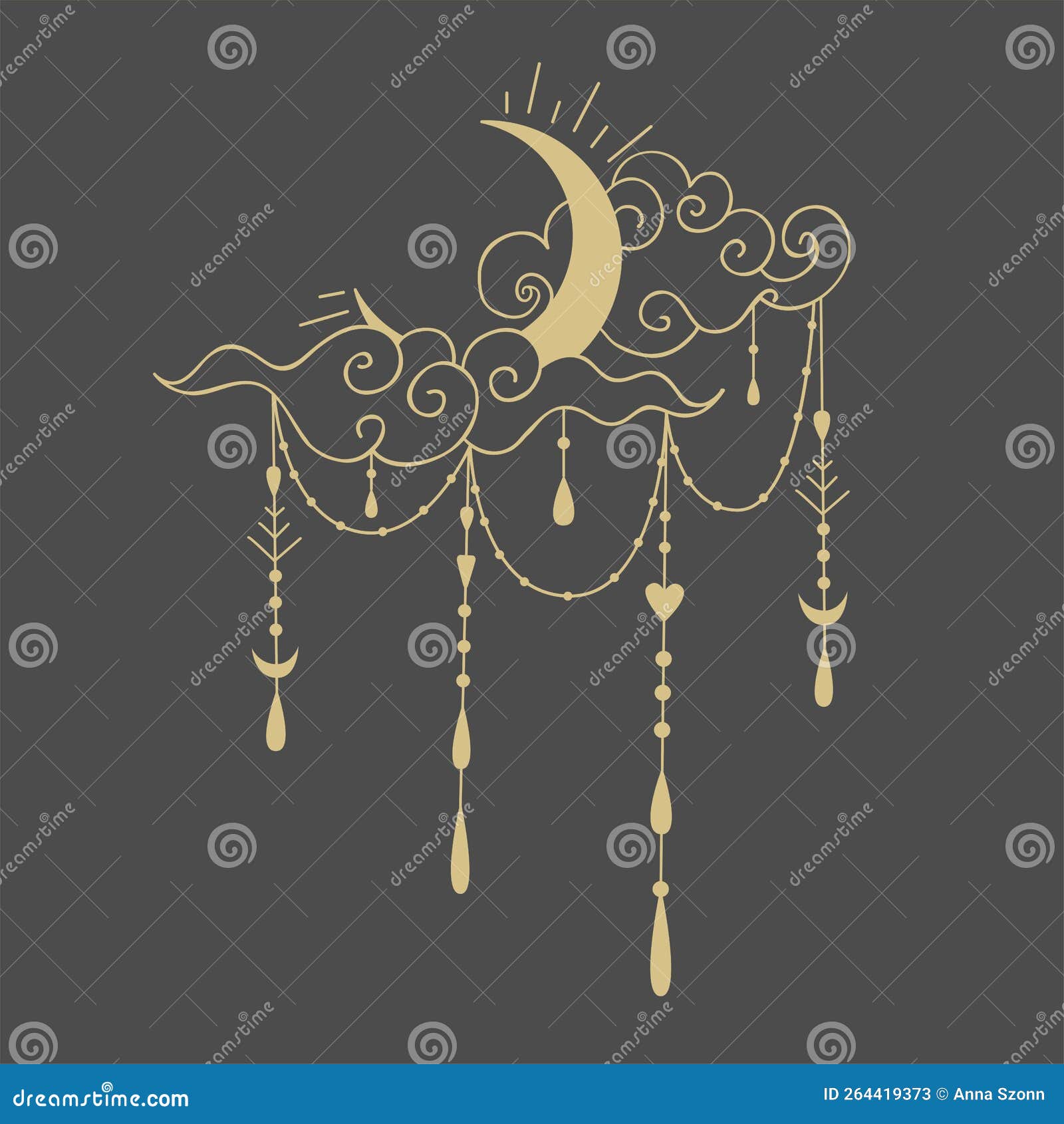 Gold Moon on the Dark Background. Stock Vector - Illustration of ...