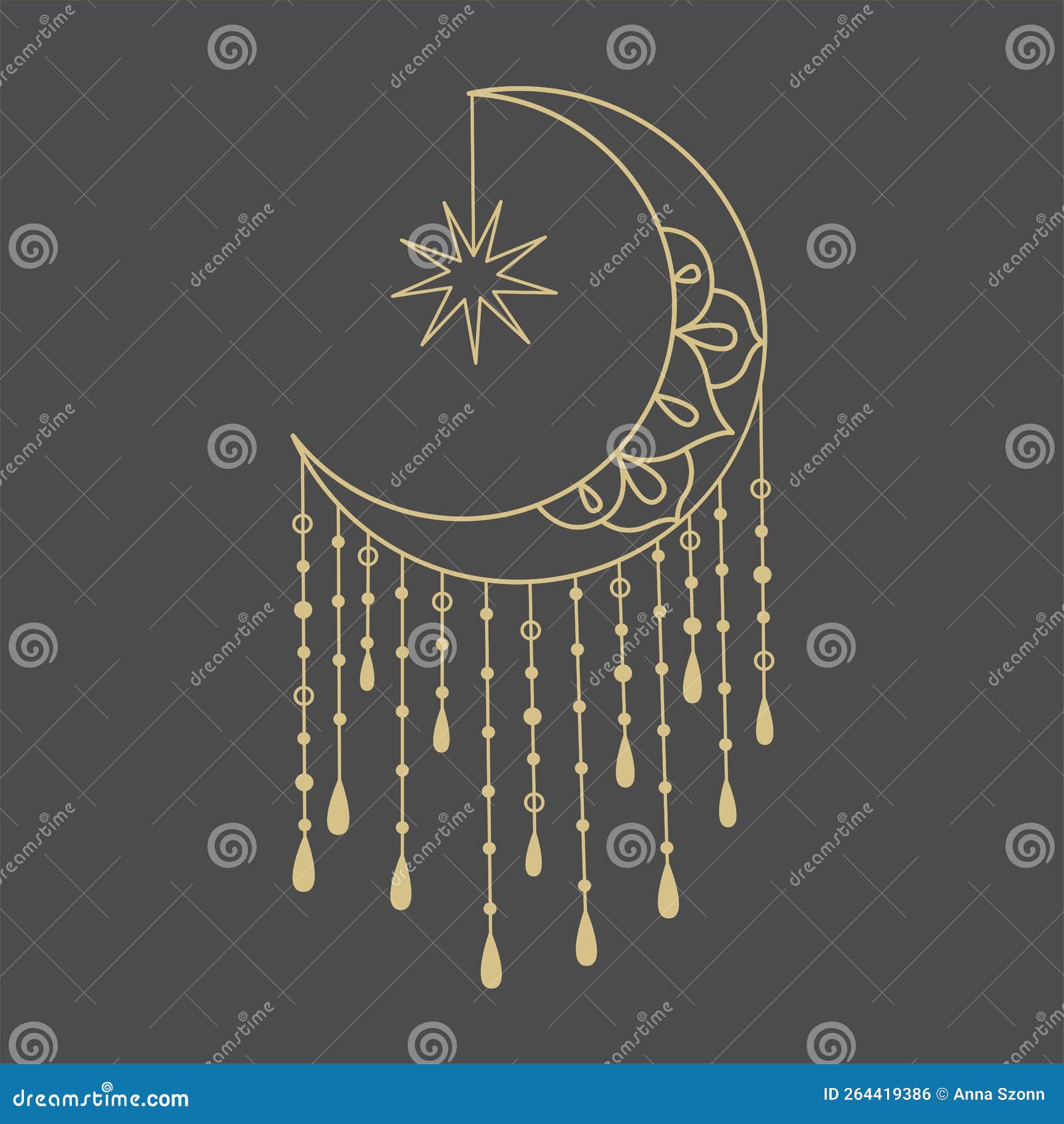 Gold Moon on the Dark Background. Stock Illustration - Illustration of ...