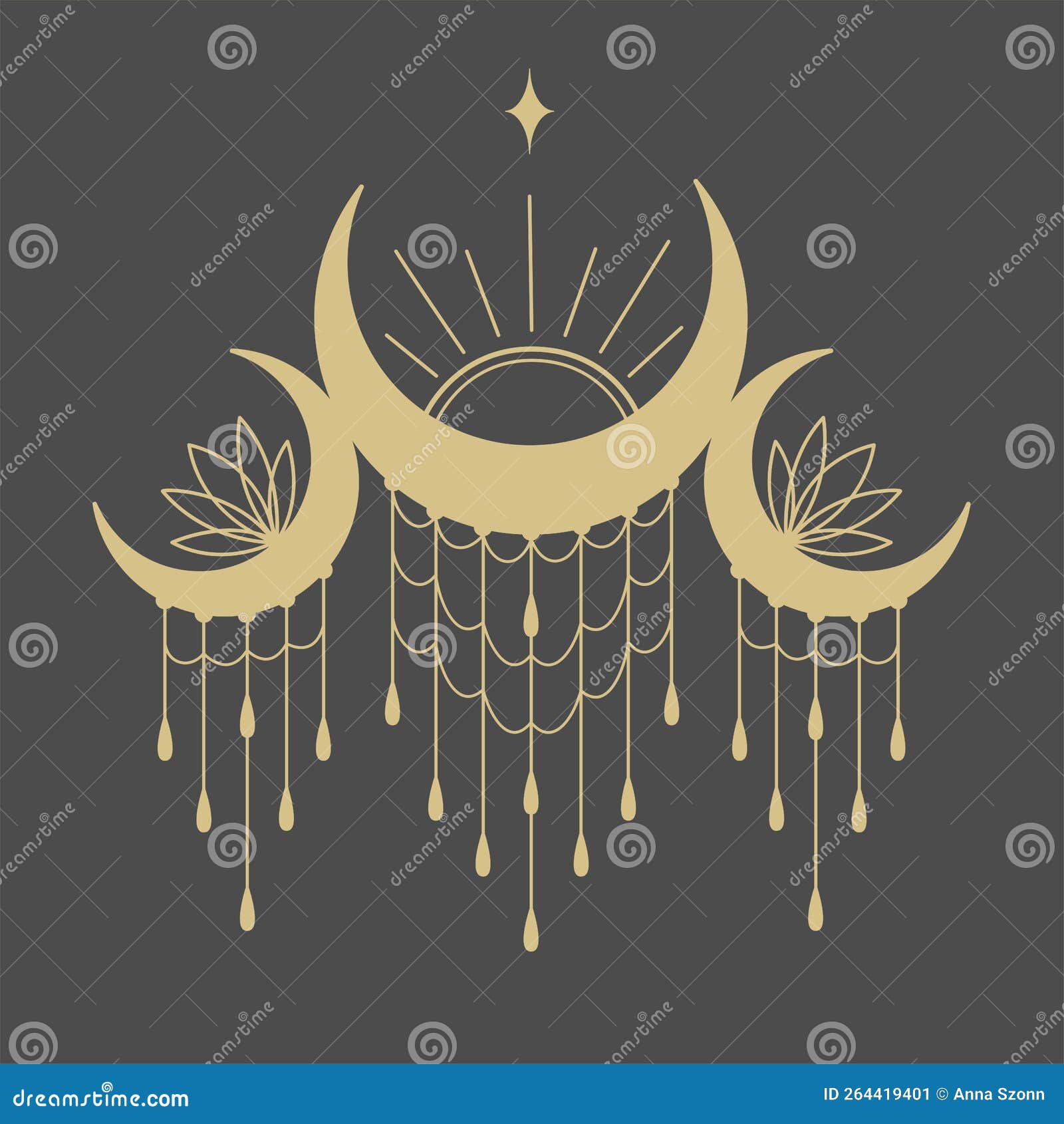 Gold Moon on the Dark Background. Stock Vector - Illustration of dark ...