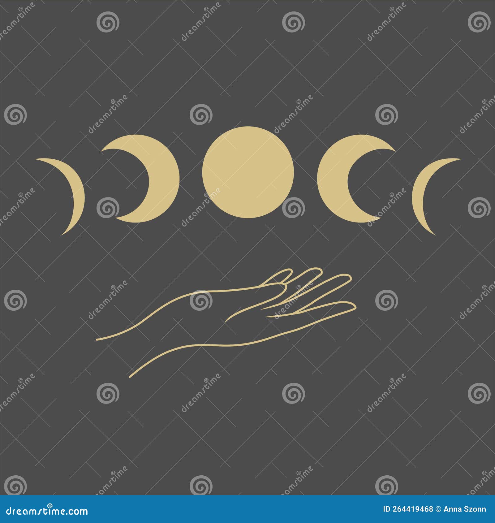 Gold Moon on the Dark Background. Stock Vector - Illustration of magic ...