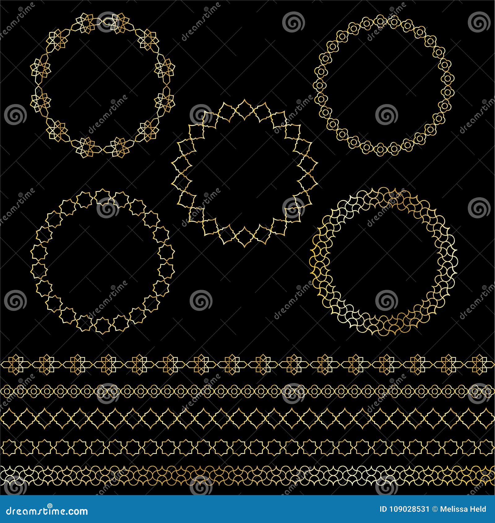 Gold Moroccan Frames and Borders Graphics Stock Illustration ...