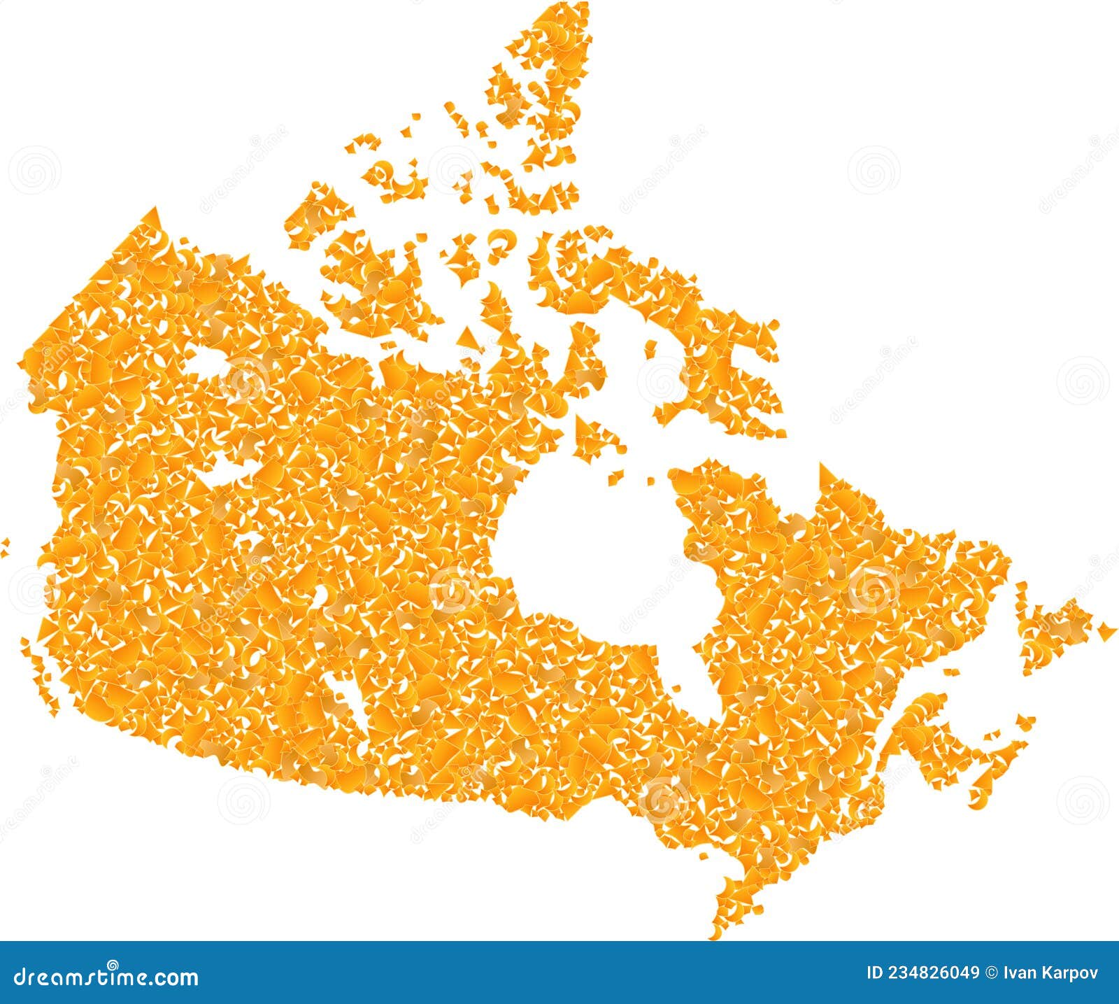 Mosaic Map of Canada - Golden Composition of Shard Items in Yellow Hues ...