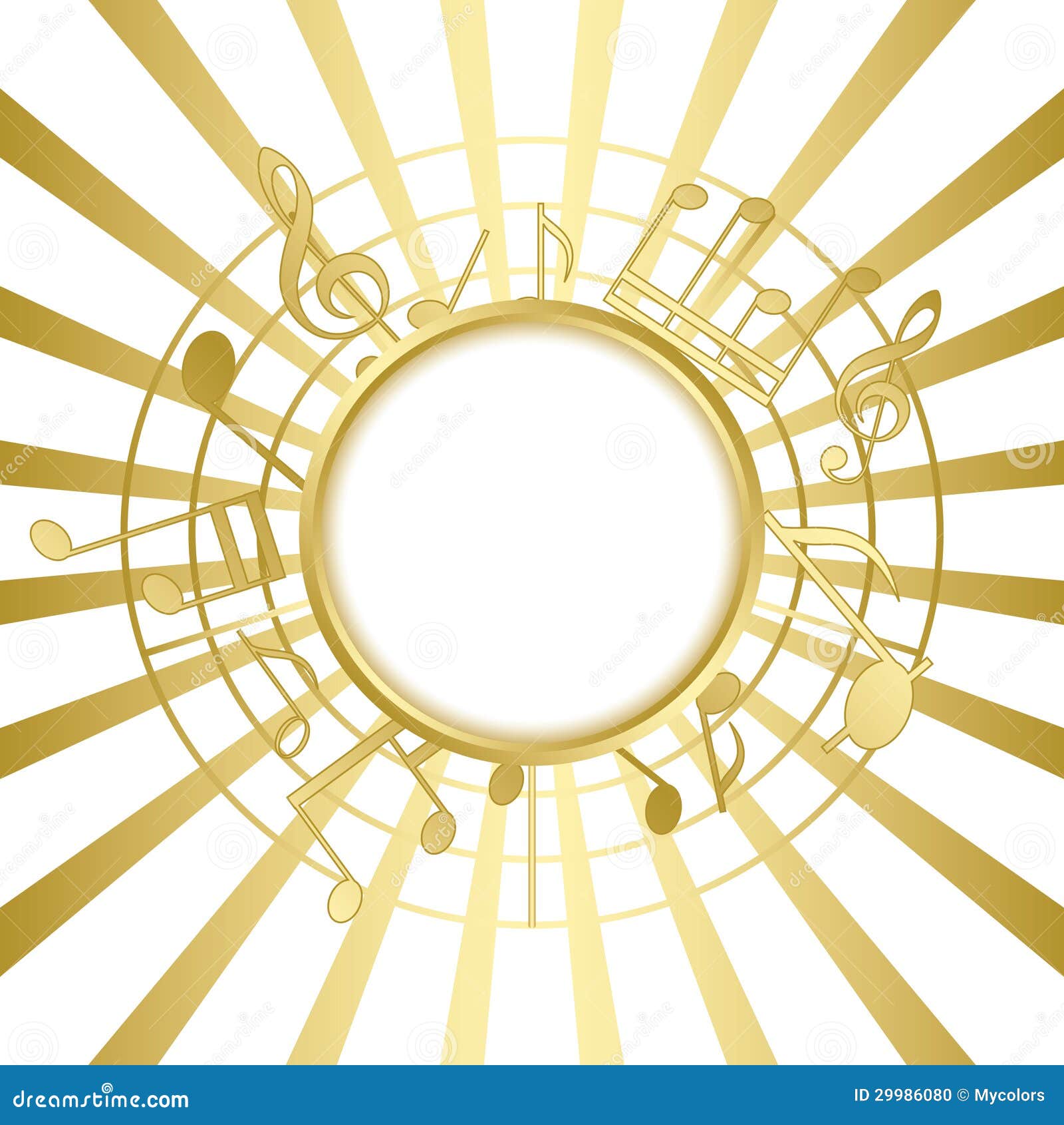 Gold Music Vector Card with Rays Stock Vector - Illustration of card ...