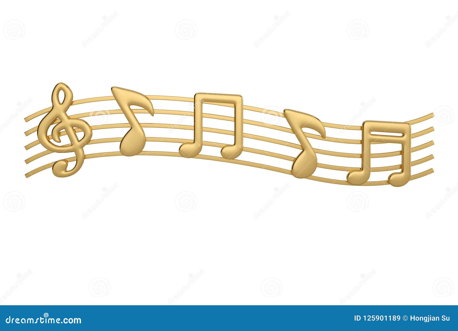 Gold Music Notes.3D Illustration. Stock Illustration - Illustration of ...